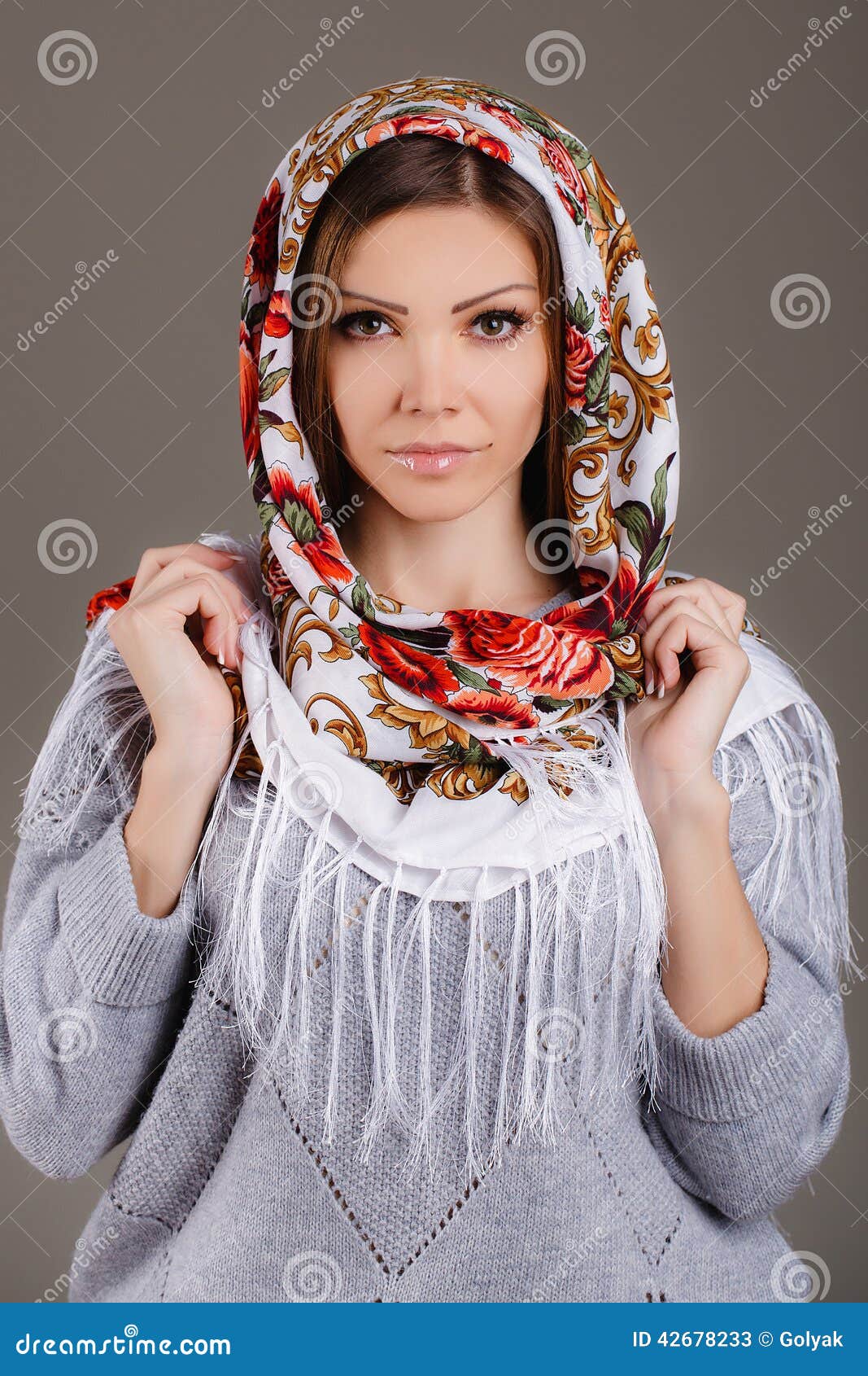 Russian National Traditional Scarf On Your Head Stock Image Image 42678233