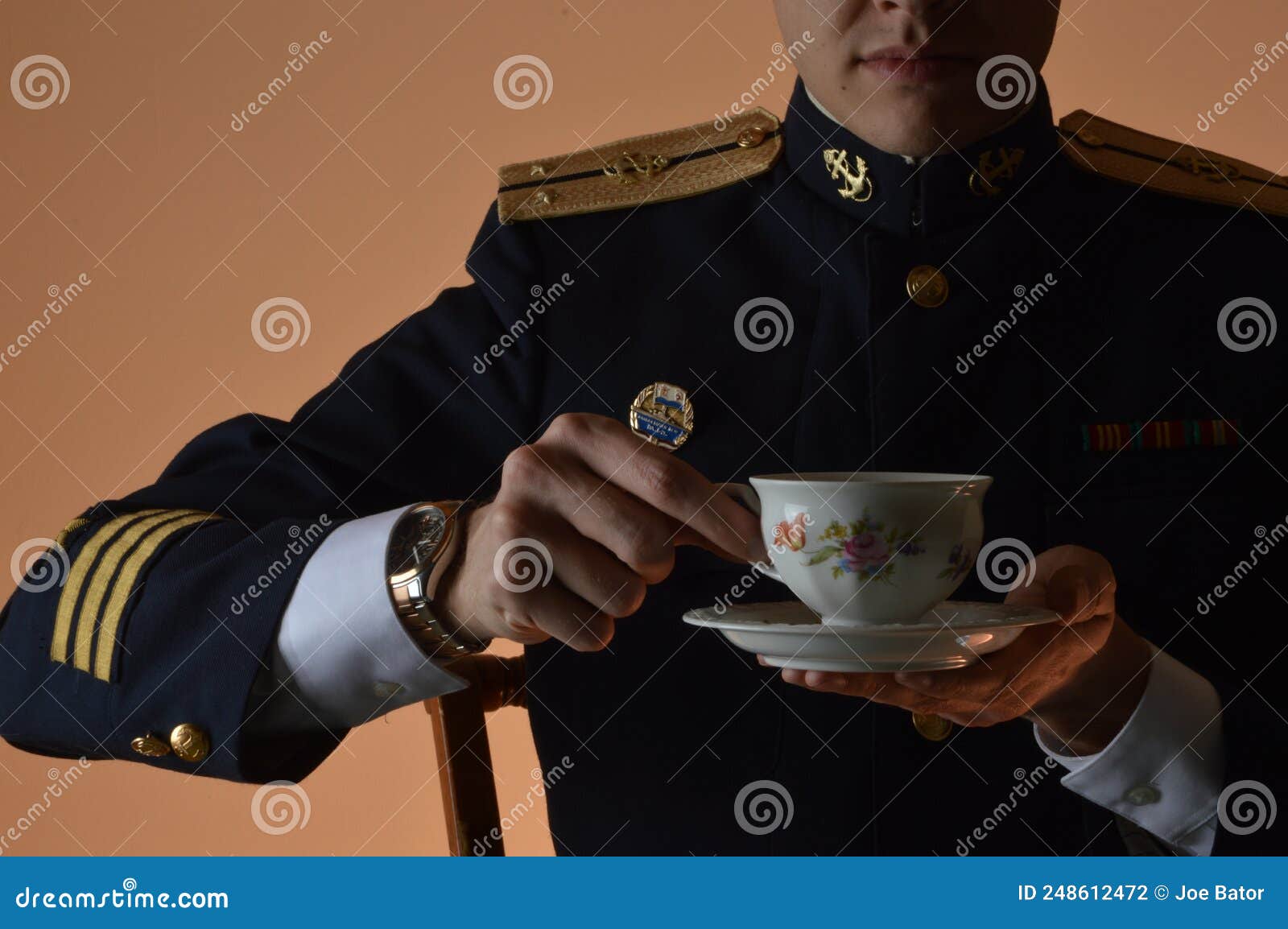 Russian Navy Lieutenant Drinking Tea Stock Photo - Image of clothing ...