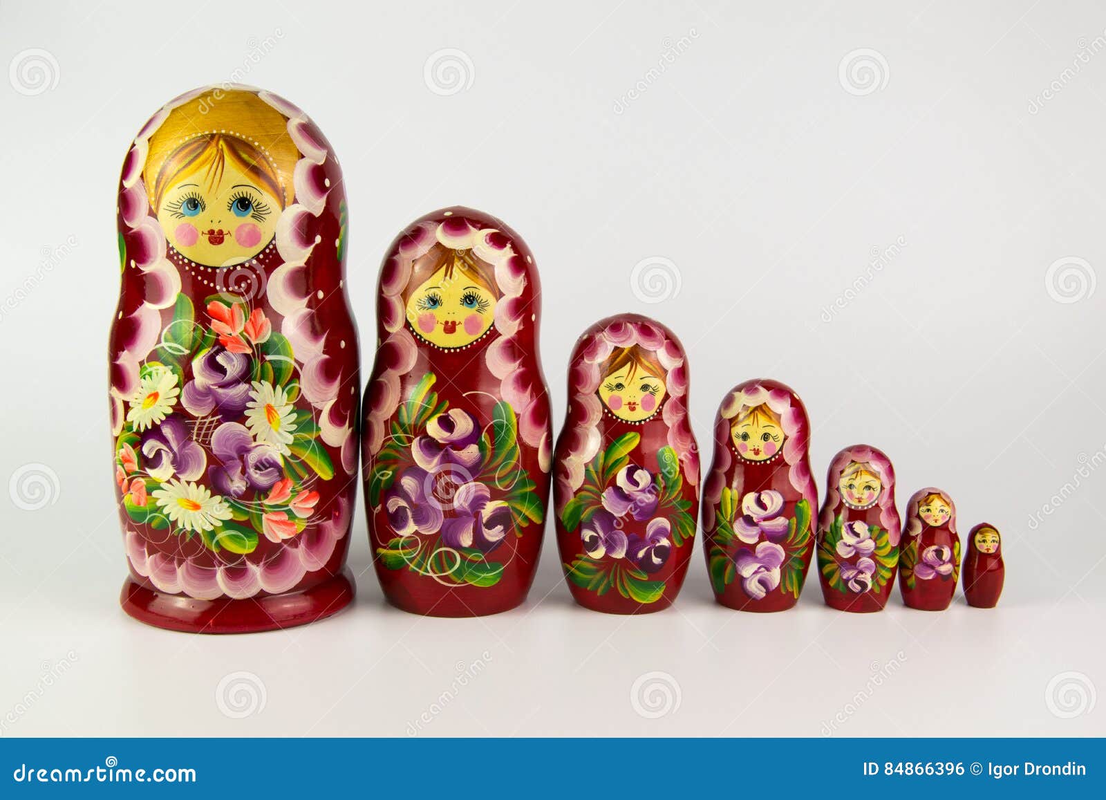 Russian Nesting Dolls on a White Background. Stock Photo - Image of ...