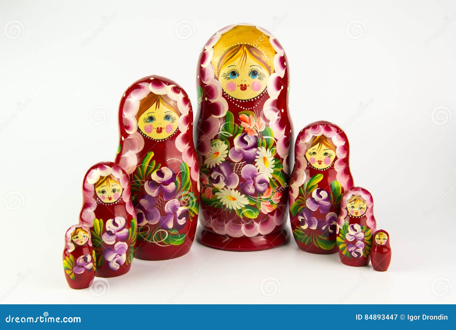 Russian Nesting Dolls on a White Background. Stock Image - Image of ...