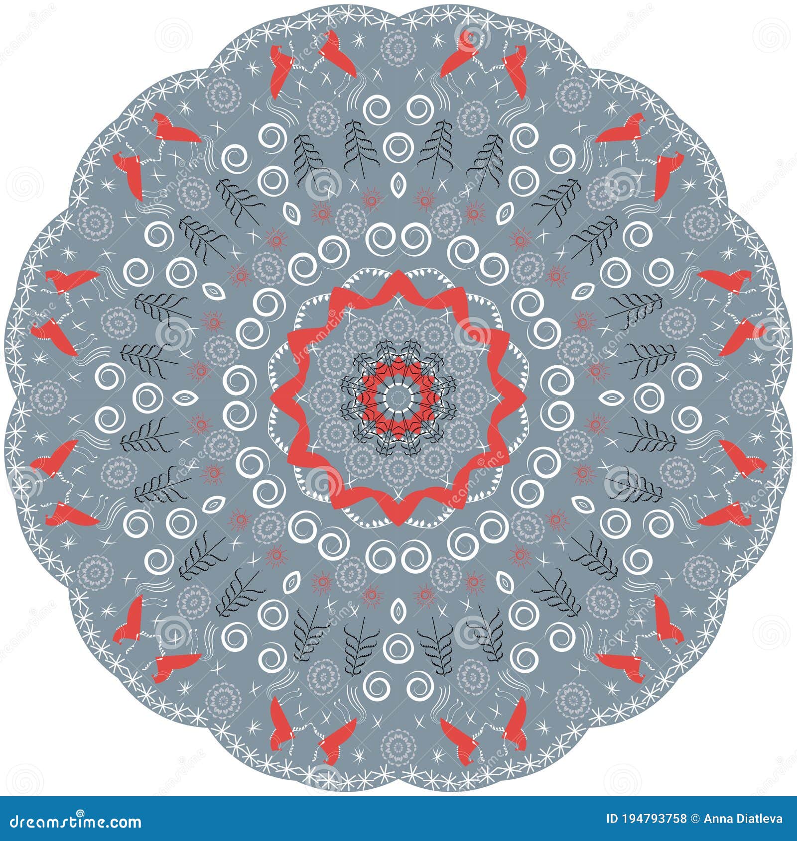 Russian Nord Folk Round Pattern, Vector Illustration Stock Illustration ...