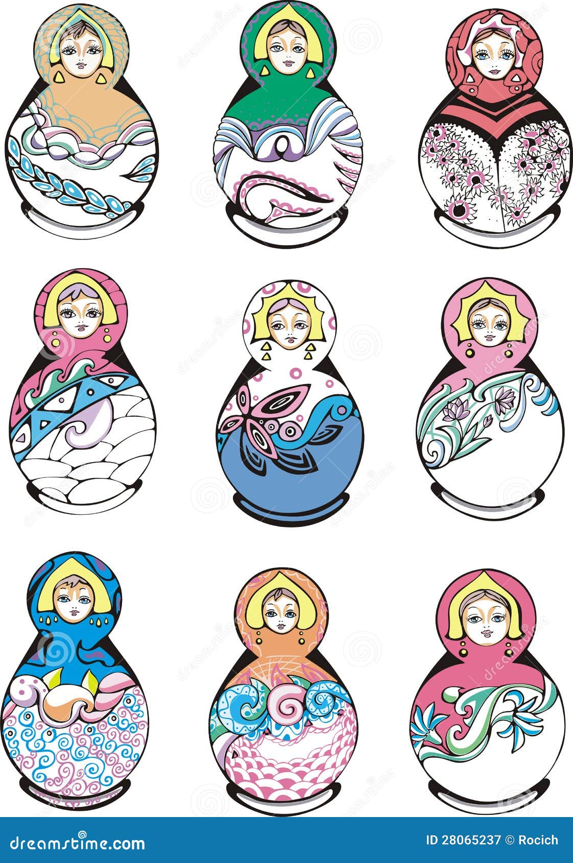 Russian Ornamental Matryoshka Stock Vector - Illustration of ...