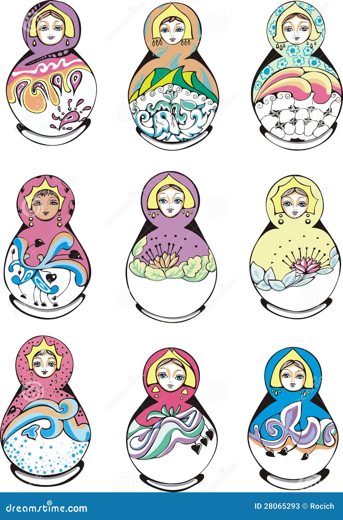 Russian Ornamental Matryoshka Stock Vector - Illustration of folk ...