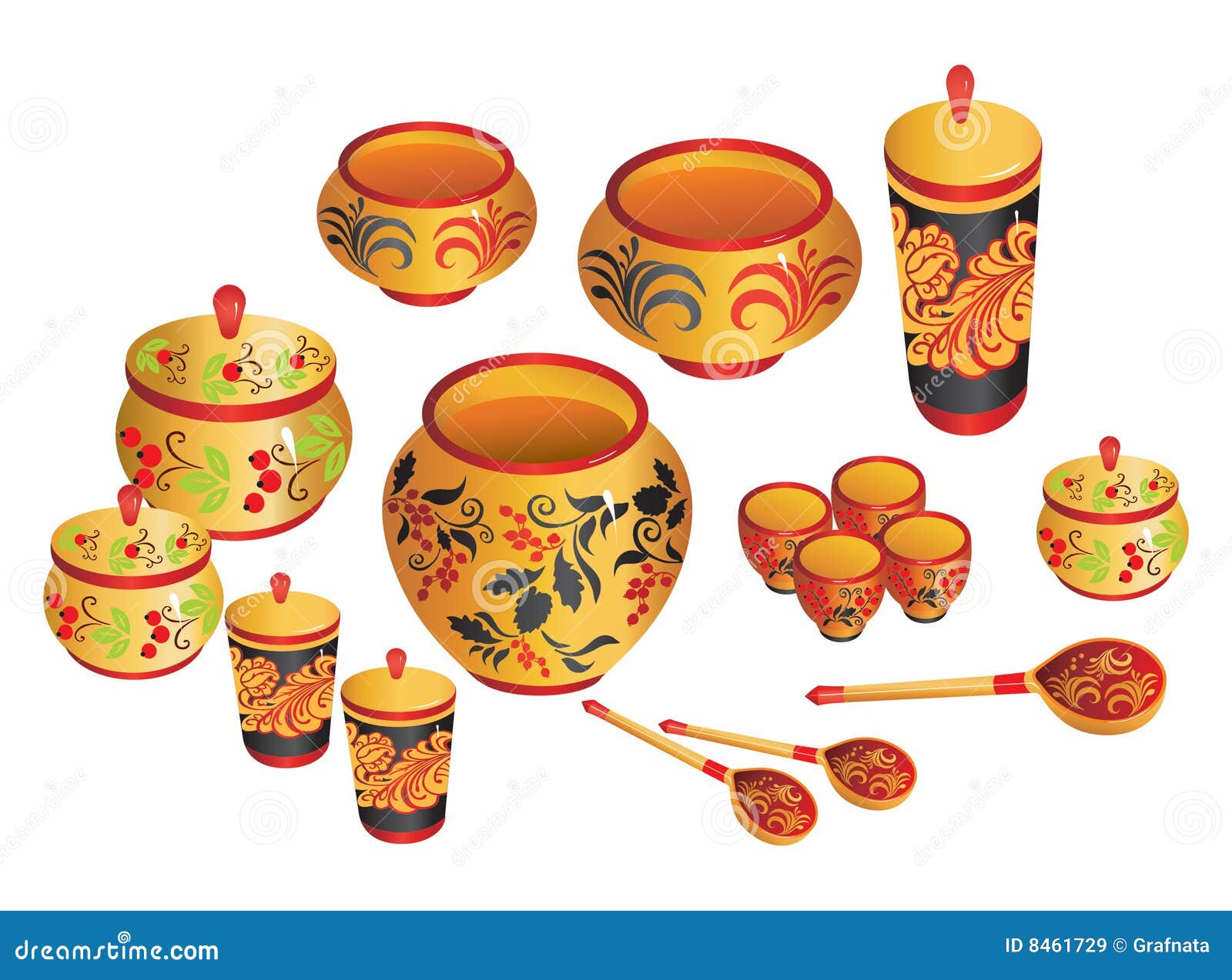 Russian painted ware stock vector. Illustration of ornamental - 8461729