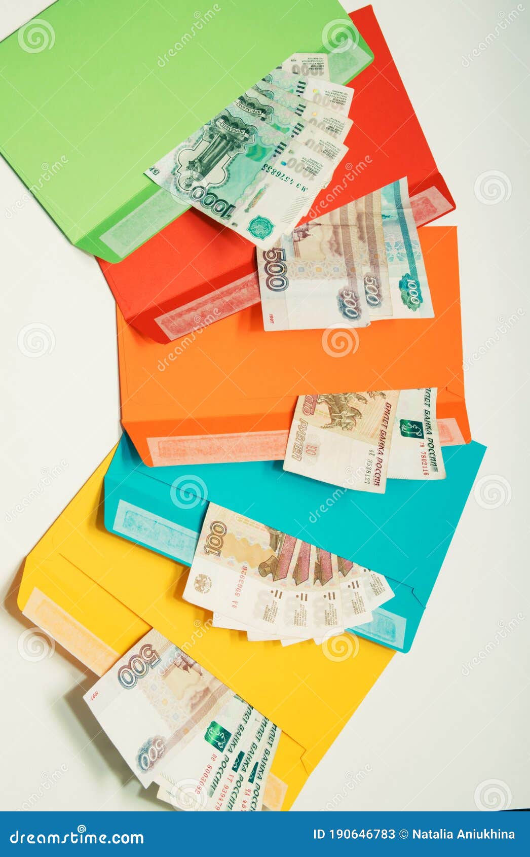 Russian Money Notes are in Five Different Envelopes Stock Image - Image ...