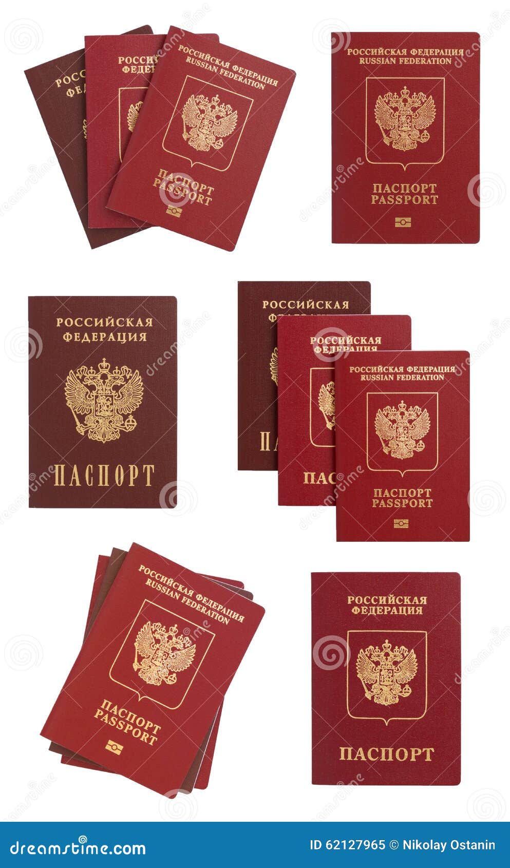 Russian Passport Collage Isolated Stock Image - Image of authority ...
