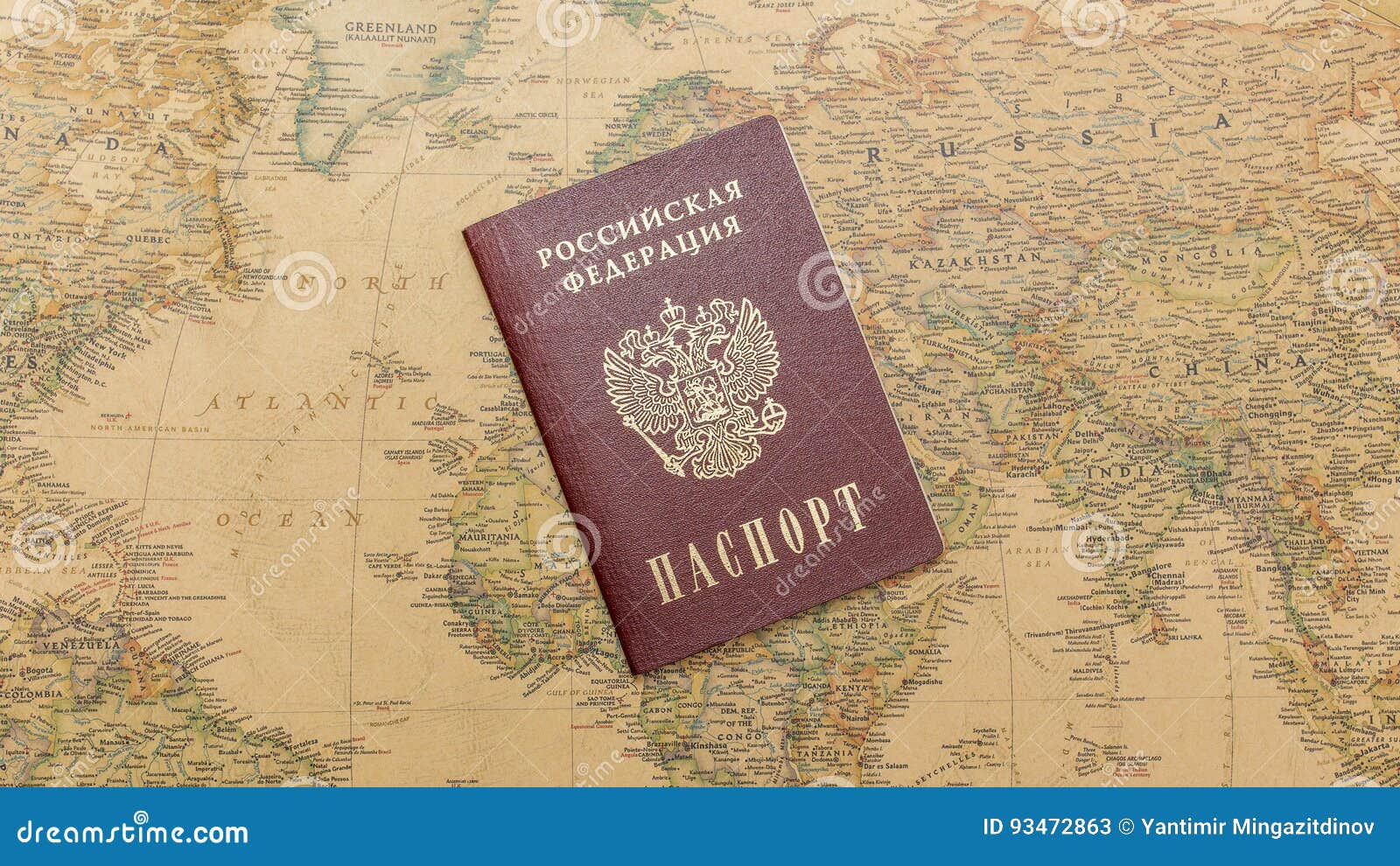 Russian Passports on Map Close Up Stock Image - Image of expensive ...