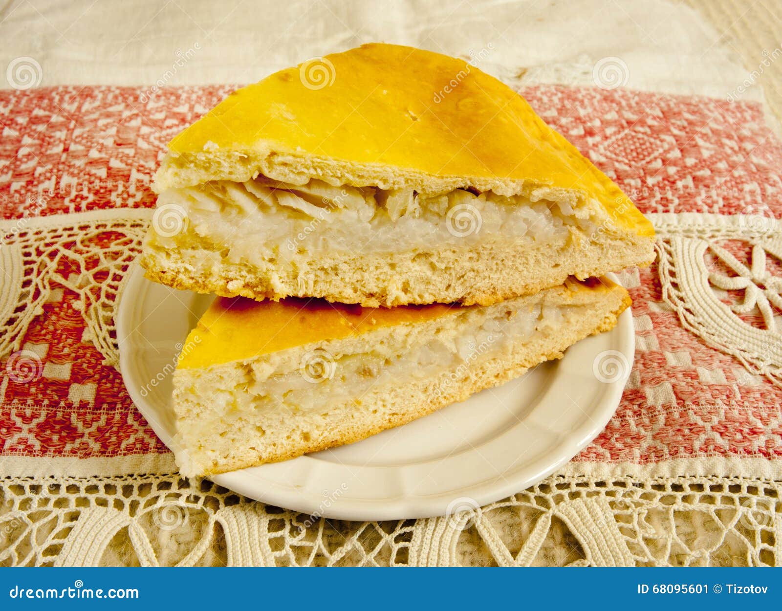 Russian pie stock image. Image of rice, baking, bread - 68095601