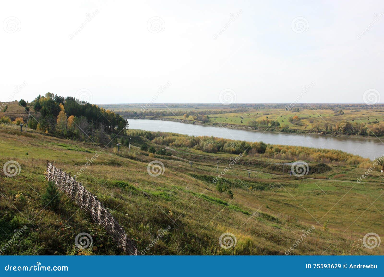 Russian Plain Landscape with a River in Autumn. Stock Image - Image of ...