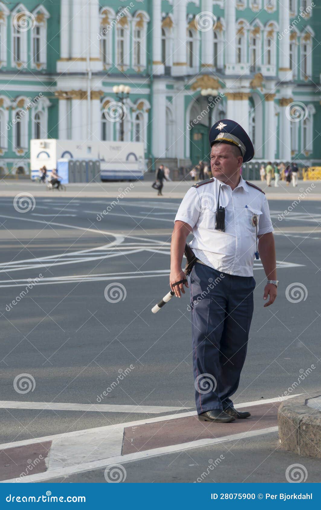 Russian Police Officer With Black Rubber Tonfa Baton Sticking Out From ...