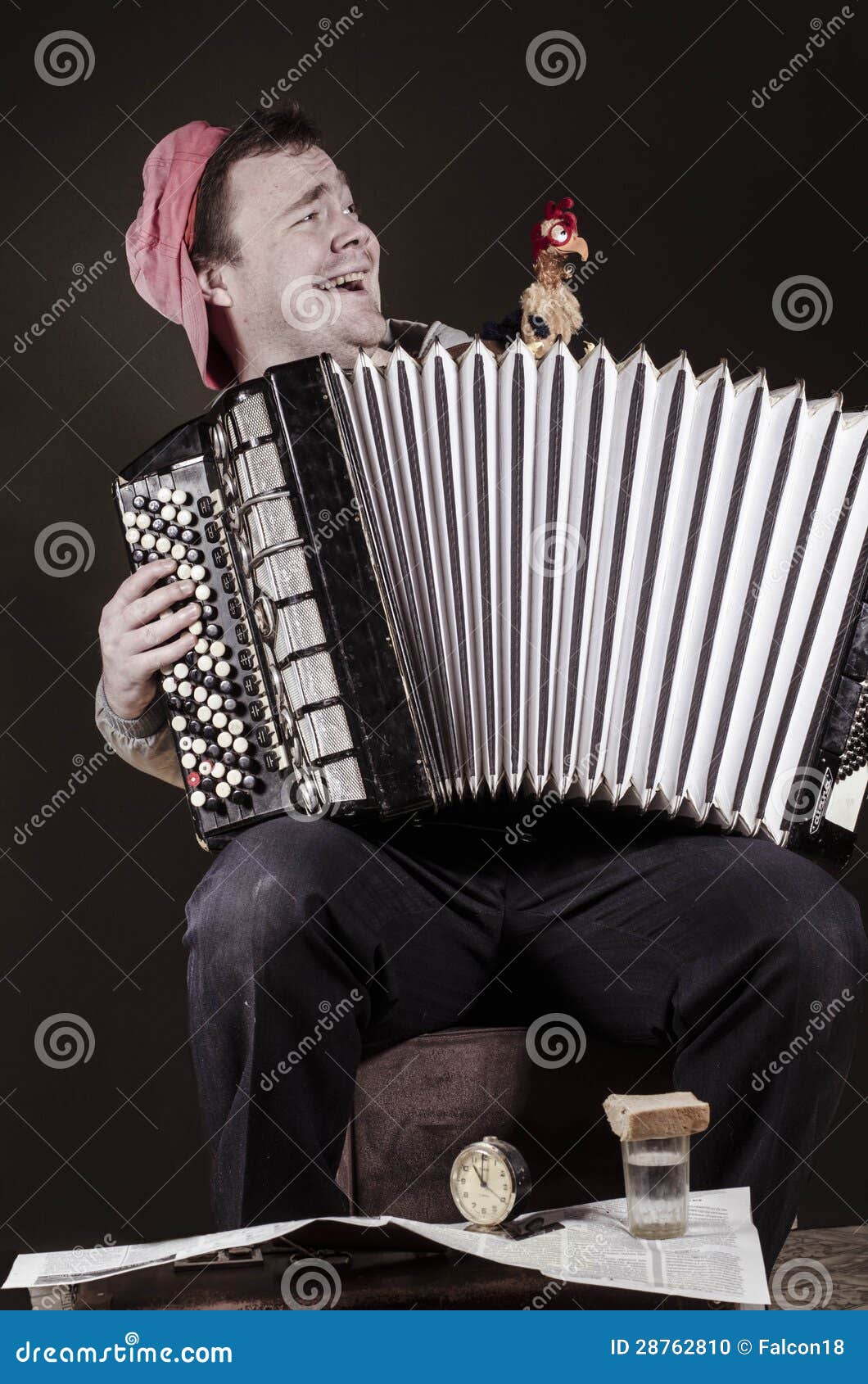 Russian Poor Man with an Accordion and Vodka Stock Photo - Image of ...
