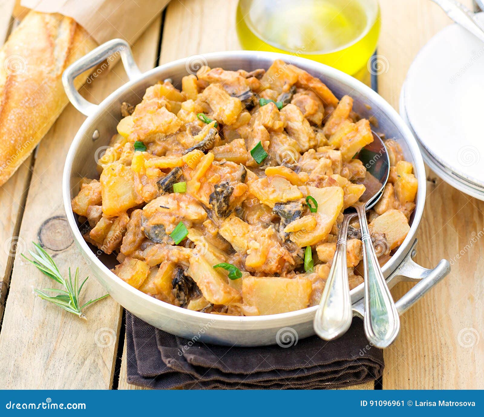 Russian Pork Stew with Potatoes and Mushrooms Stock Image - Image of ...