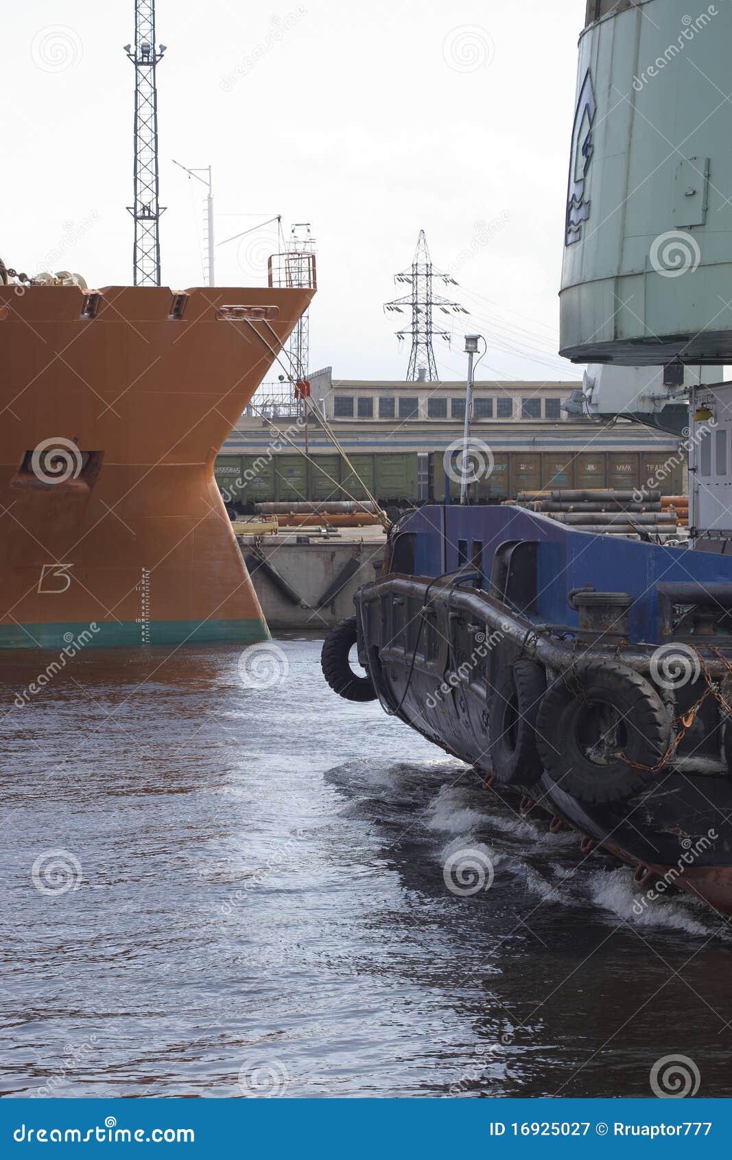 Russian port stock image. Image of derrick, blue, tires - 16925027