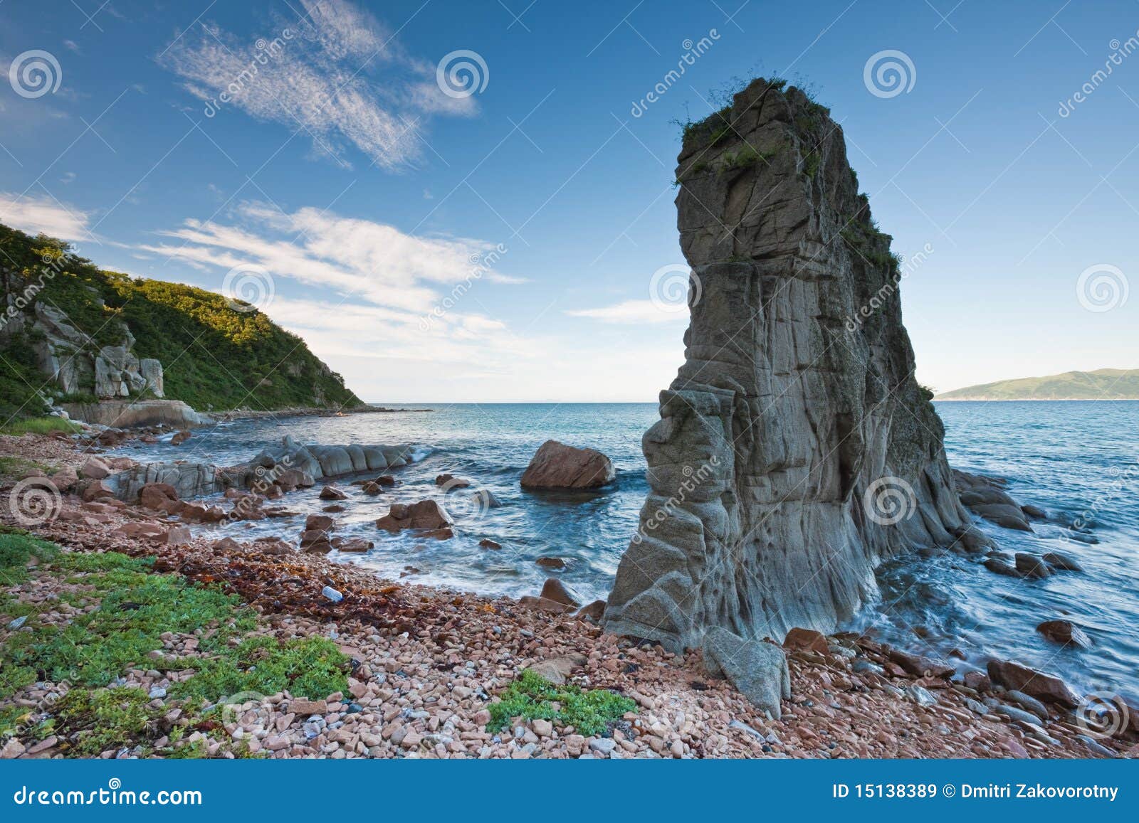 Russian, Primorye, Boulder on Sea Coast Stock Image - Image of enhanced ...