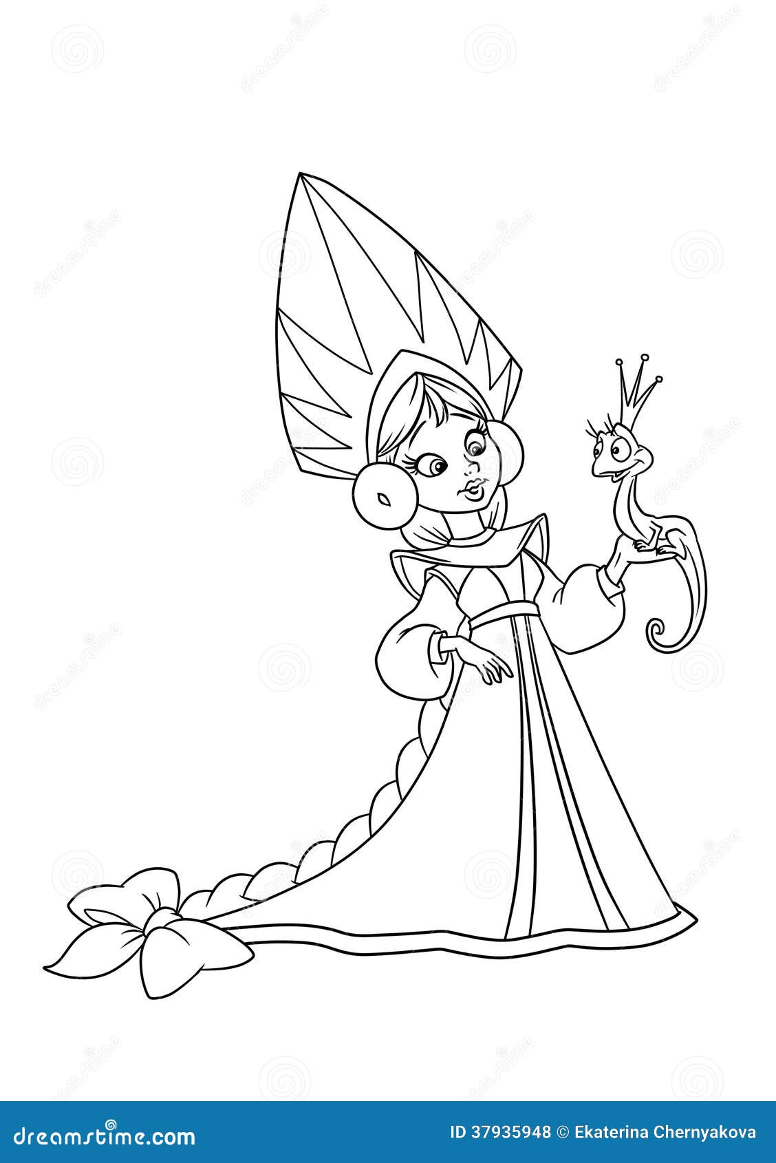 Old Russian Princess. Heraldry. Hand Drawn Black And White Image ...