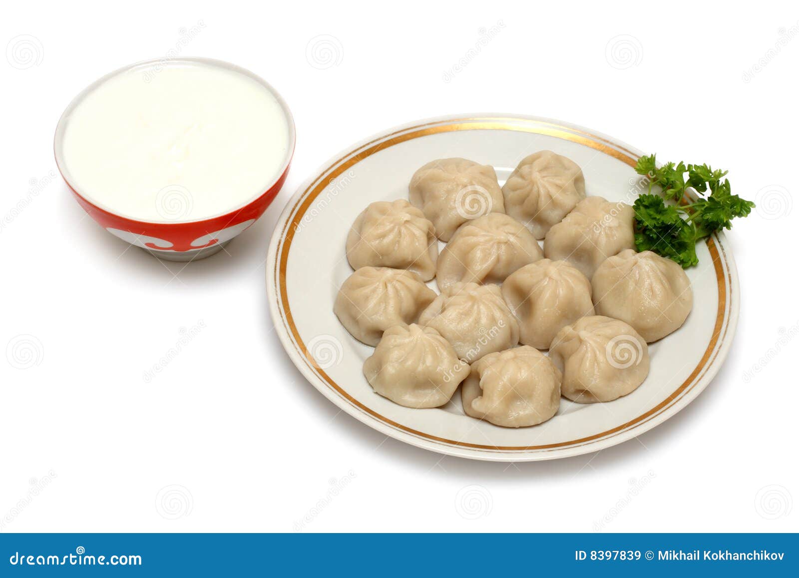 Russian Ravioli (pelmeni) with Sour Cream Stock Image - Image of cooked ...