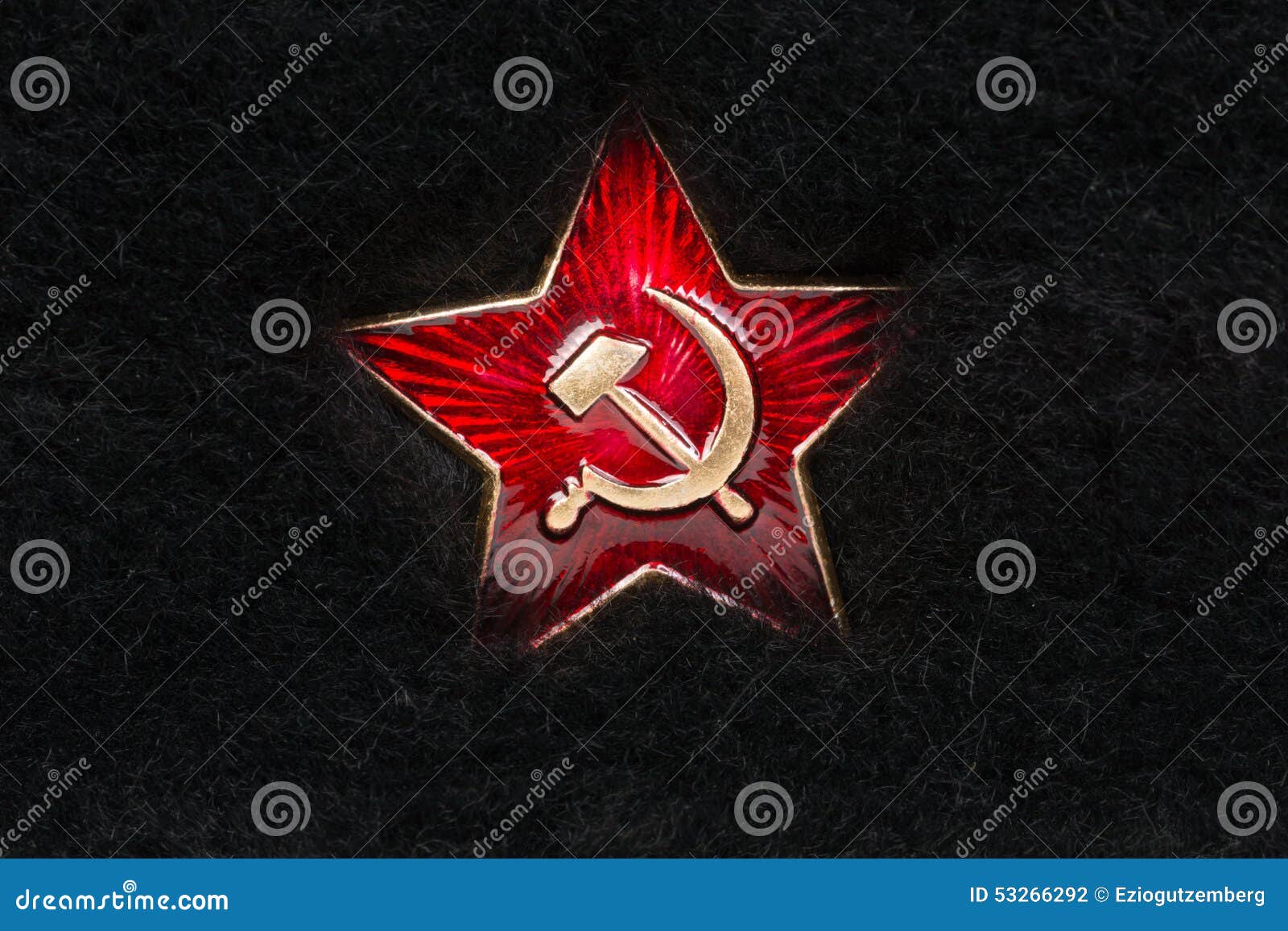 Russian Red Star with Hammer and Sickle on Fur Stock Photo - Image of ...