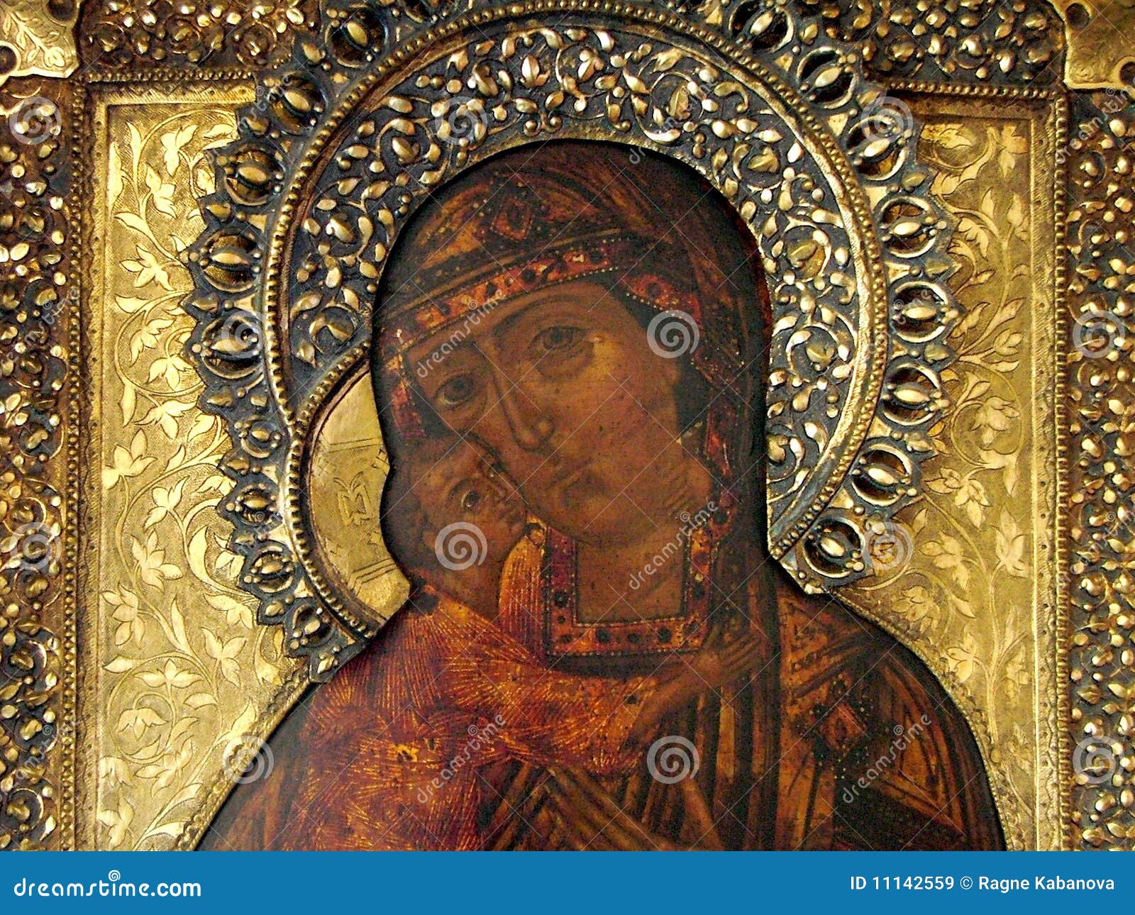 Russian Religious Icon, Close-up Stock Image - Image of metal, gilded ...