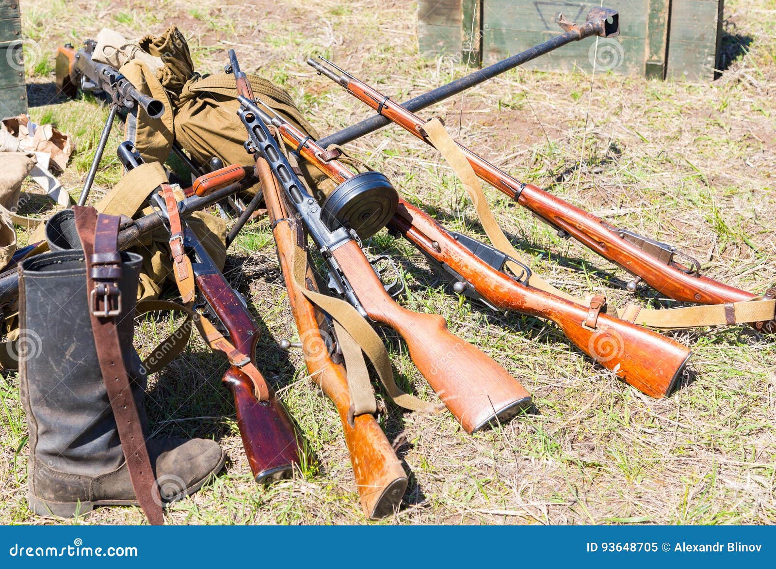 Russian Retro Weapons. Samples of Soviet Small Arms Stock Image - Image ...