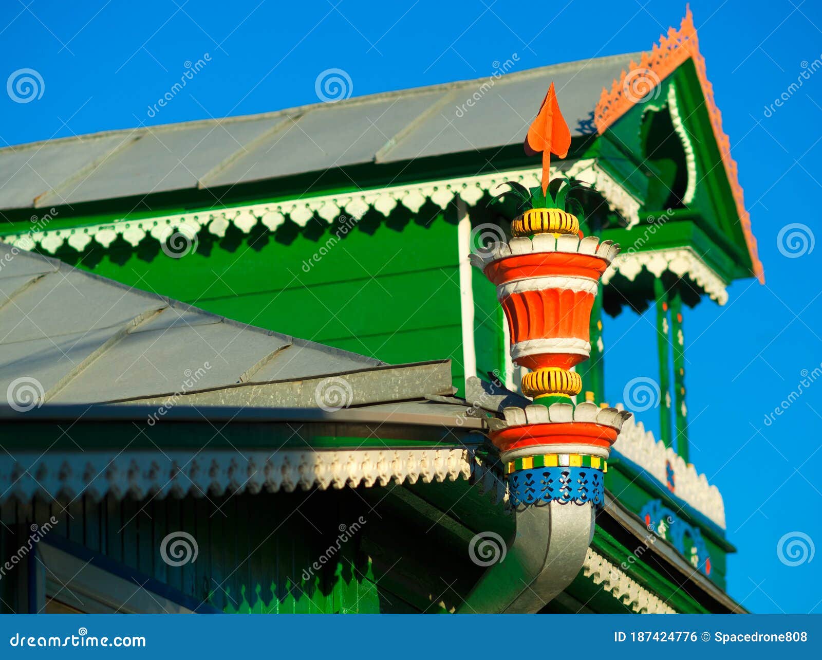 Russian Roof Drain Folklore Architecture Background Stock Photo - Image ...