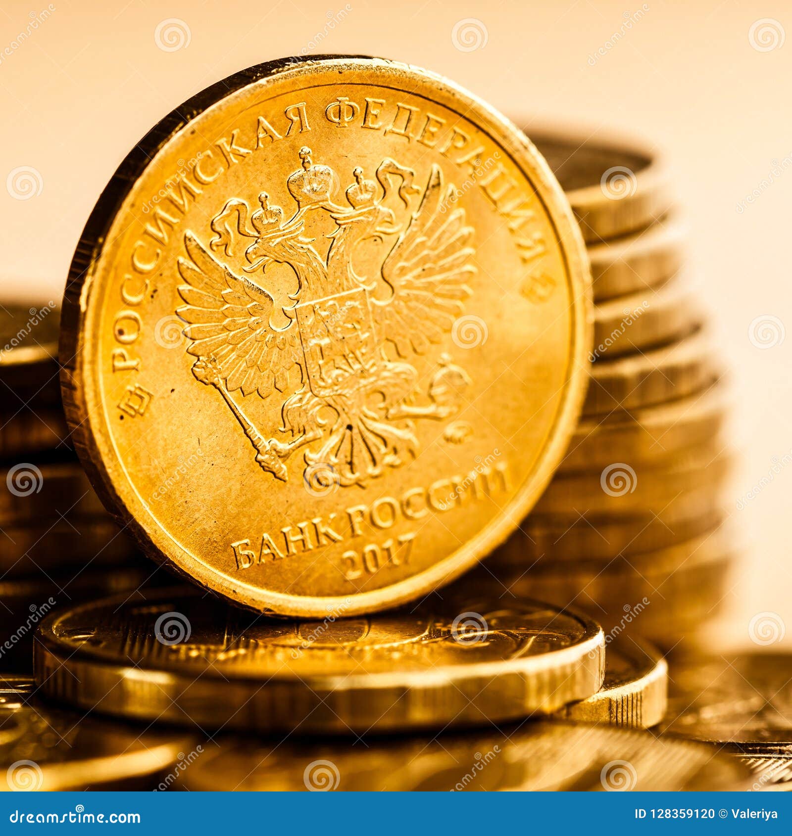 The Russian rouble coins stock photo. Image of closeup - 128359120