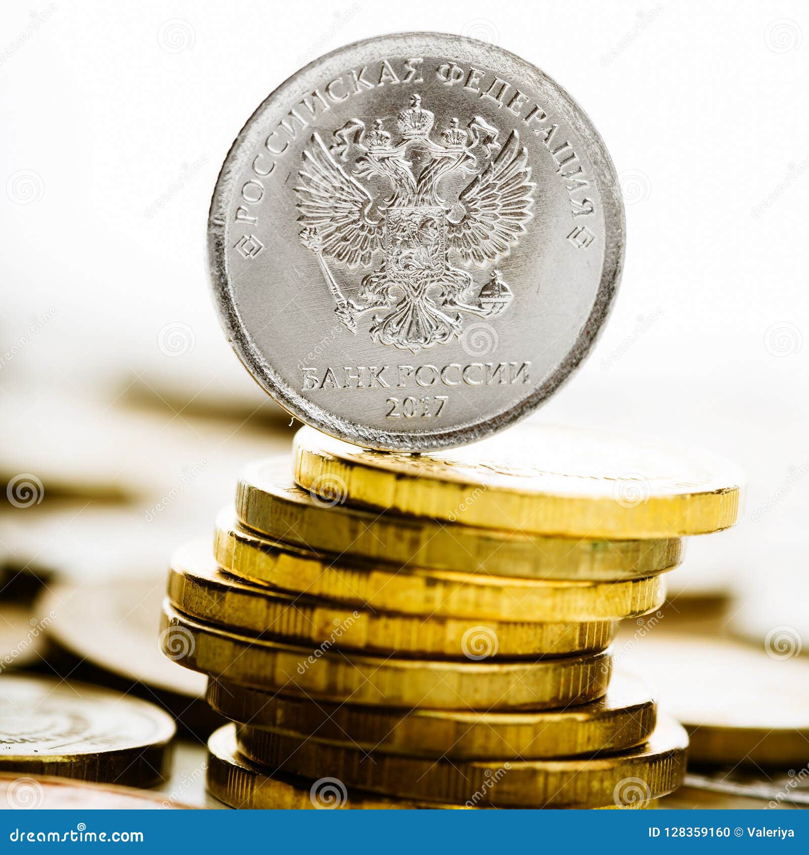 The Russian rouble coins stock photo. Image of coin - 128359160
