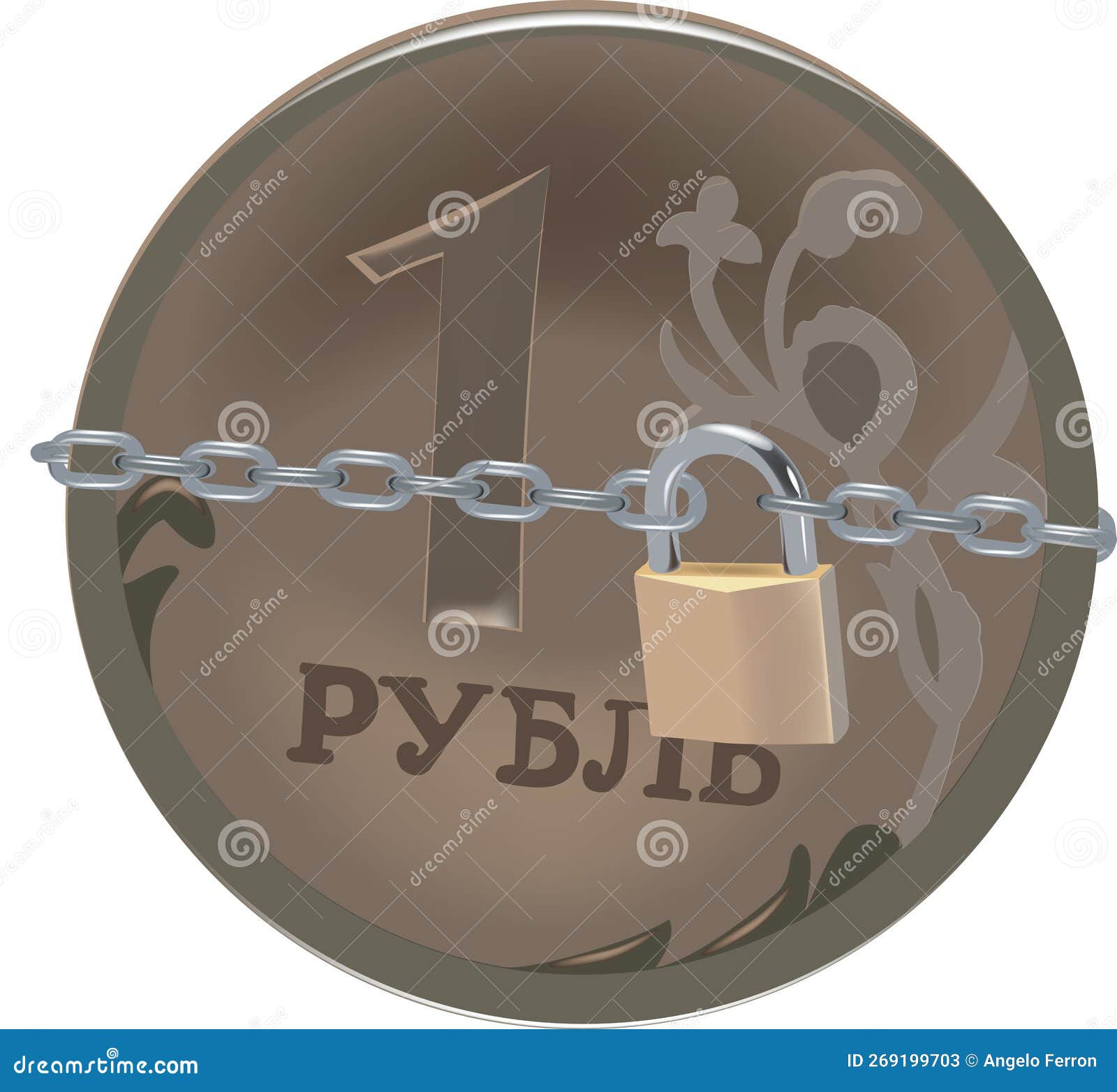 Russian Ruble Coin Closed with Chain and Padlock- Stock Vector ...