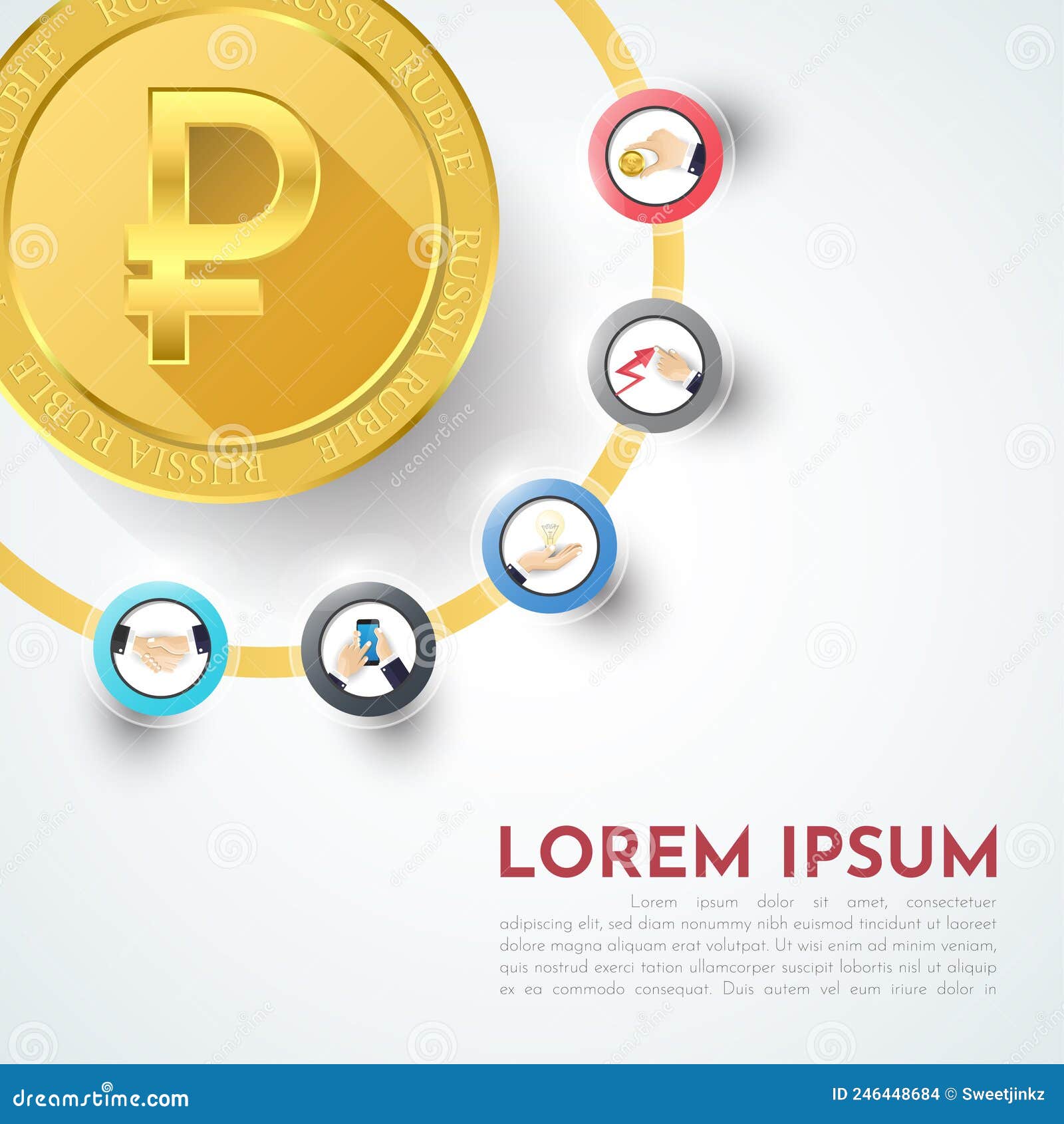 Russian Ruble Coin Infographic.Russian Ruble Coin Template Stock Vector - Illustration of ...