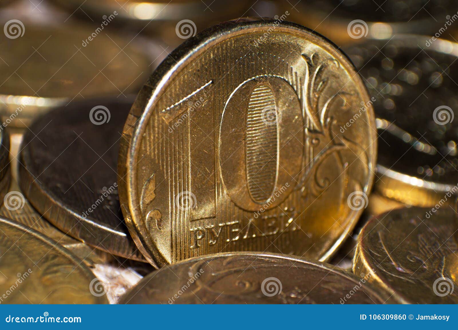 Russian 10 Ruble Coins Closeup Stock Photo - Image of money, closeup ...