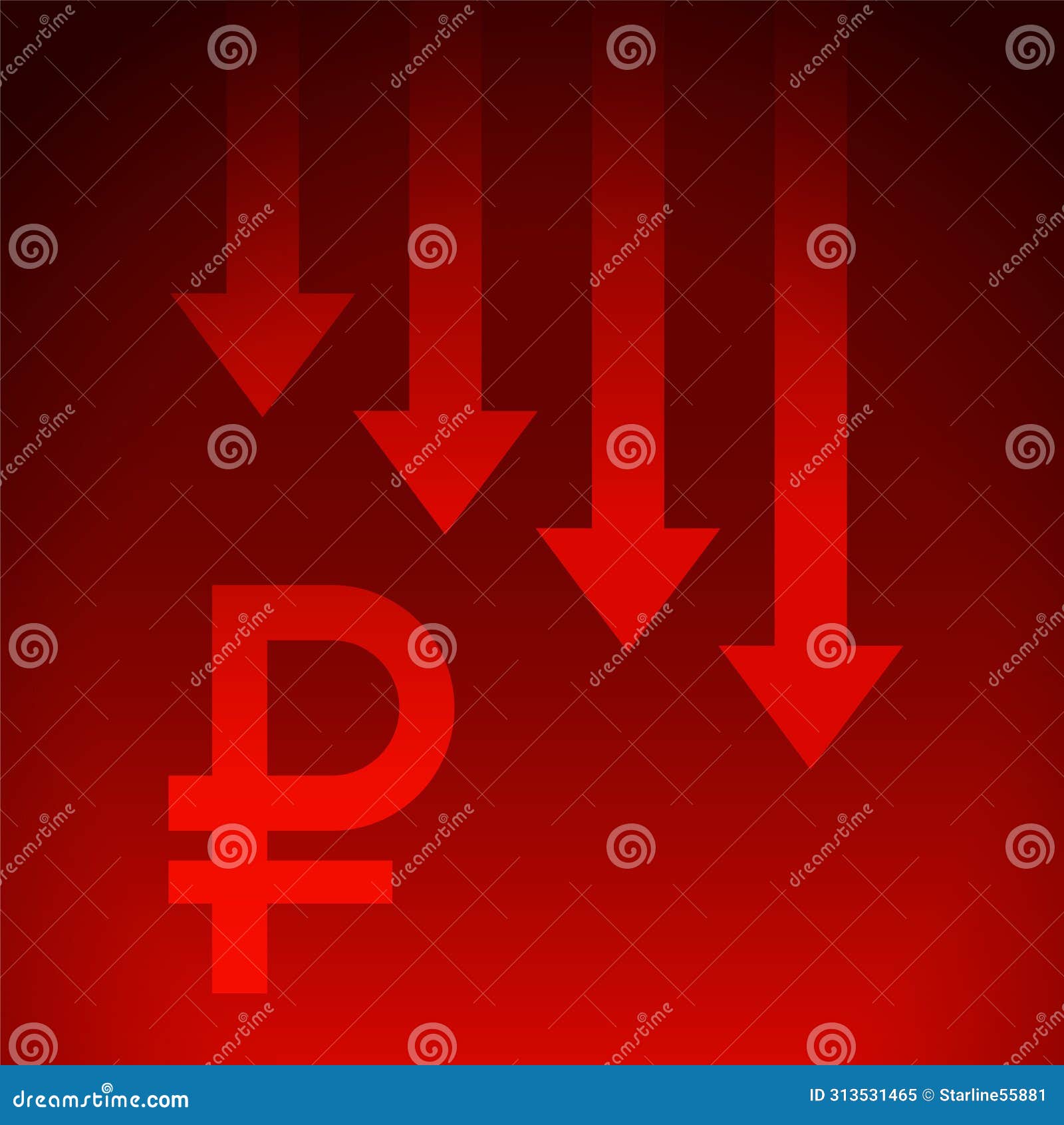 Russian Ruble Collapse with Downfall Red Arrow Stock Vector ...