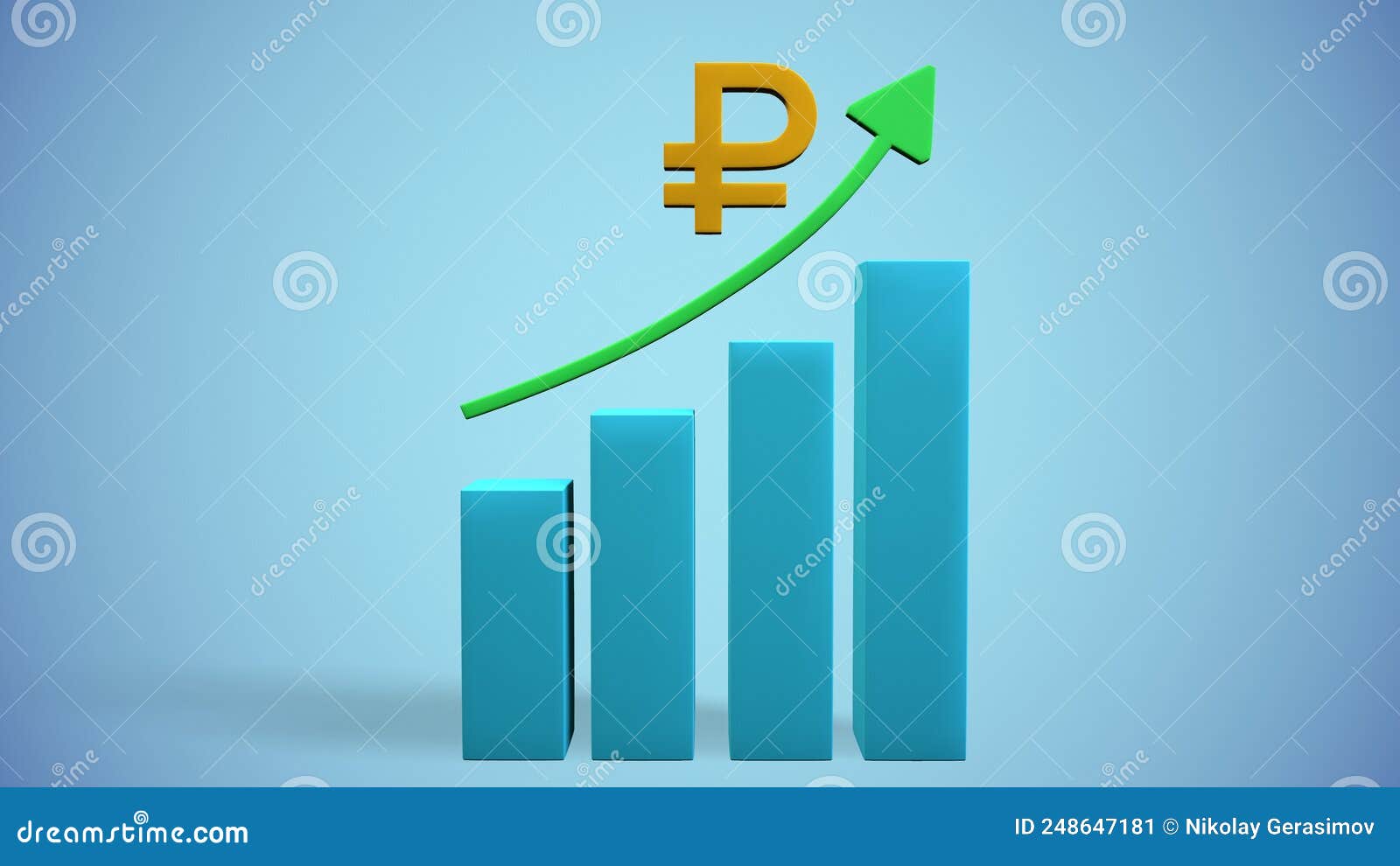 Russian Ruble Growth Histogram and Statistics 3d-rendering Stock ...