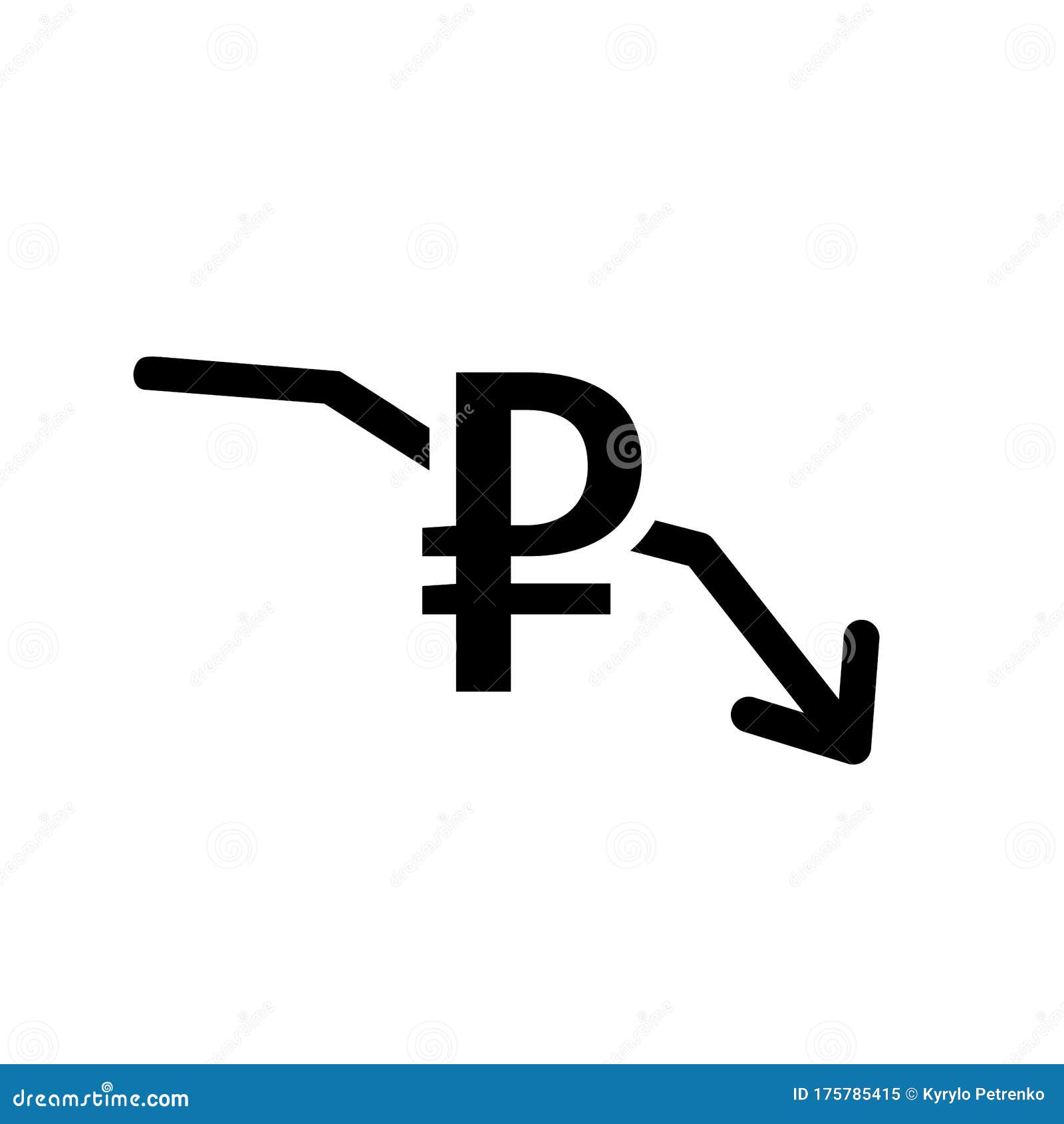 Russian Ruble Inflation Icon Falling Symbol Vector Stock Illustration ...