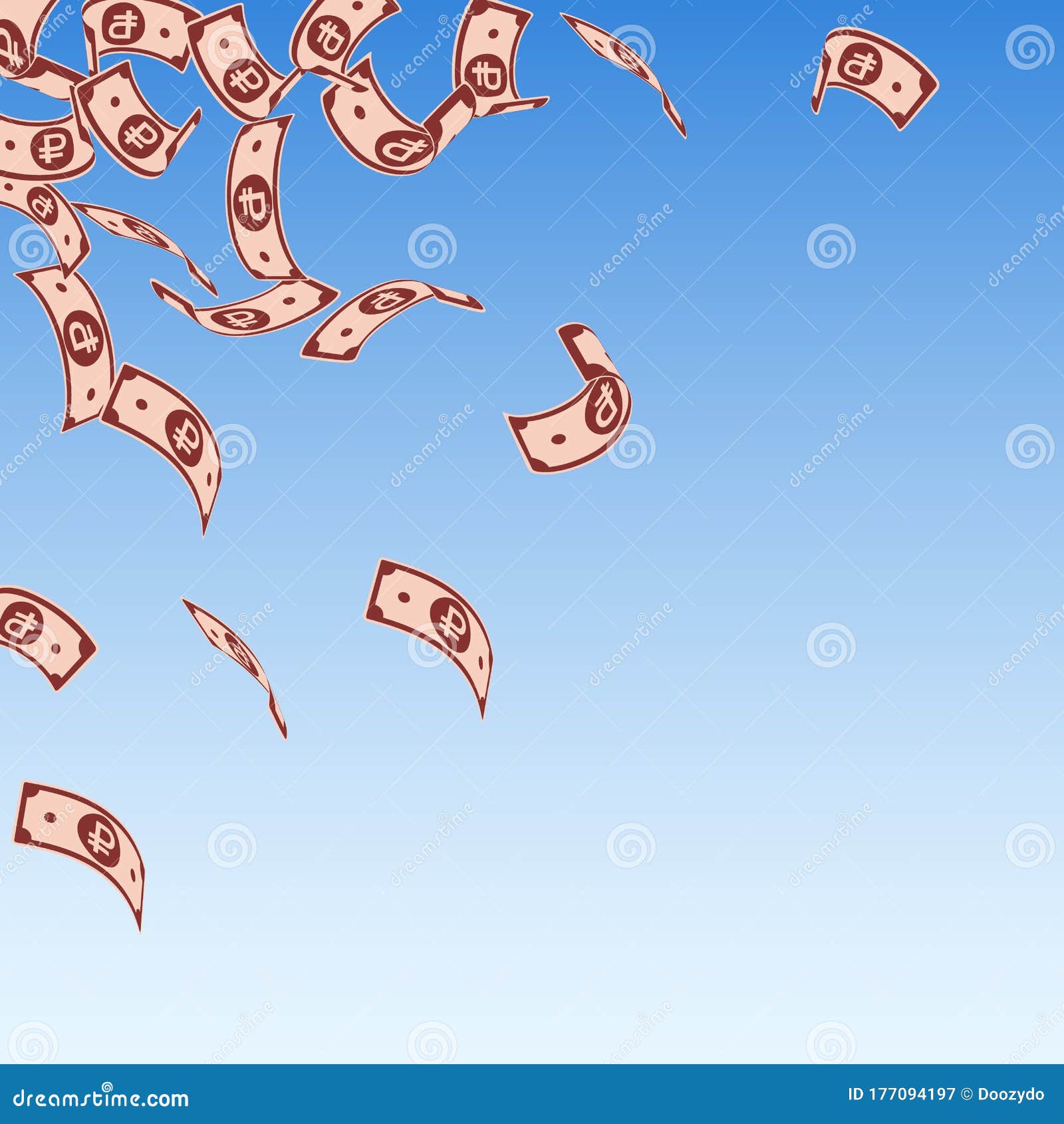 Russian Ruble Notes Falling. Floating RUB Bills on Stock Vector ...
