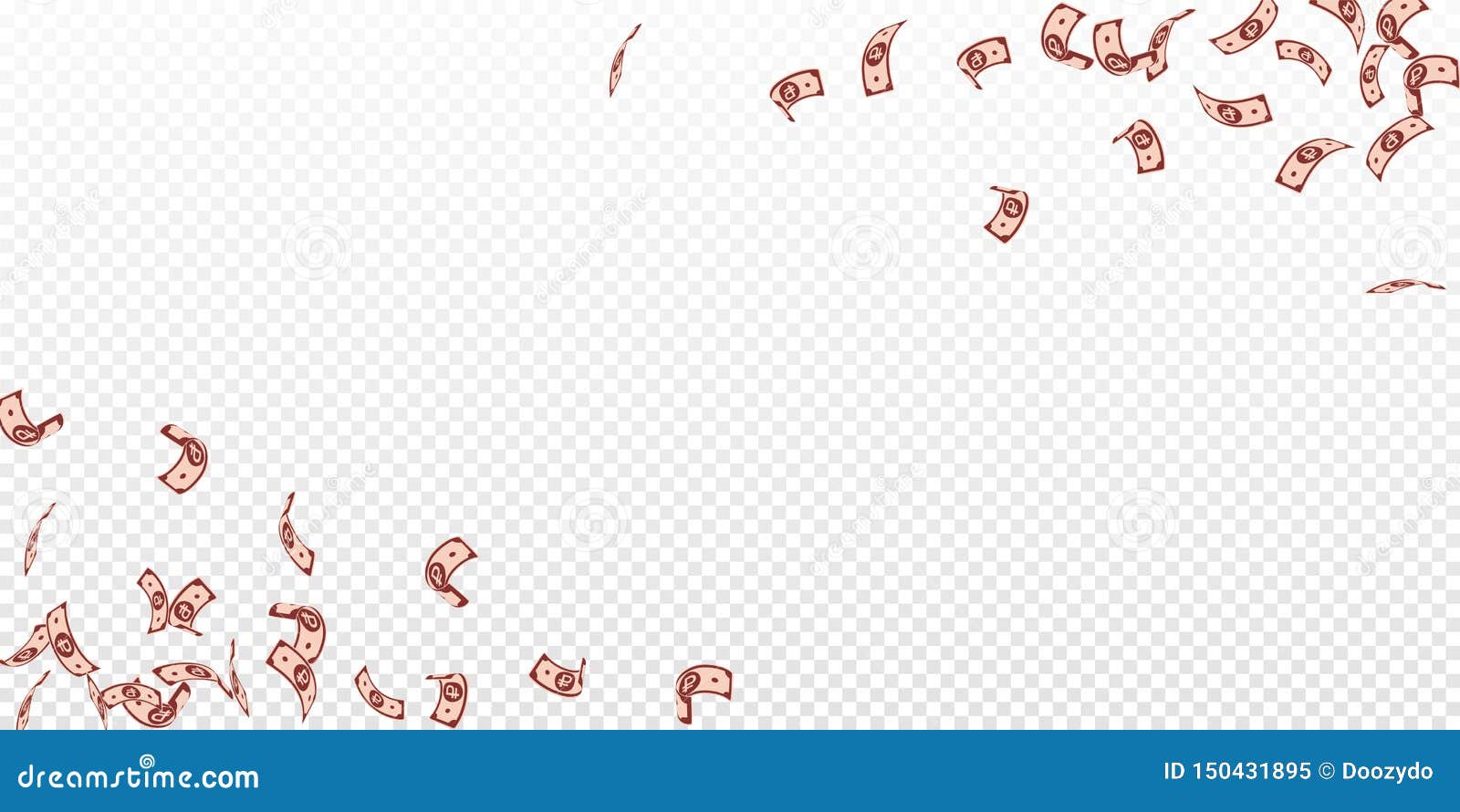 Russian Ruble Notes Falling. Sparse RUB Bills on T Stock Vector ...