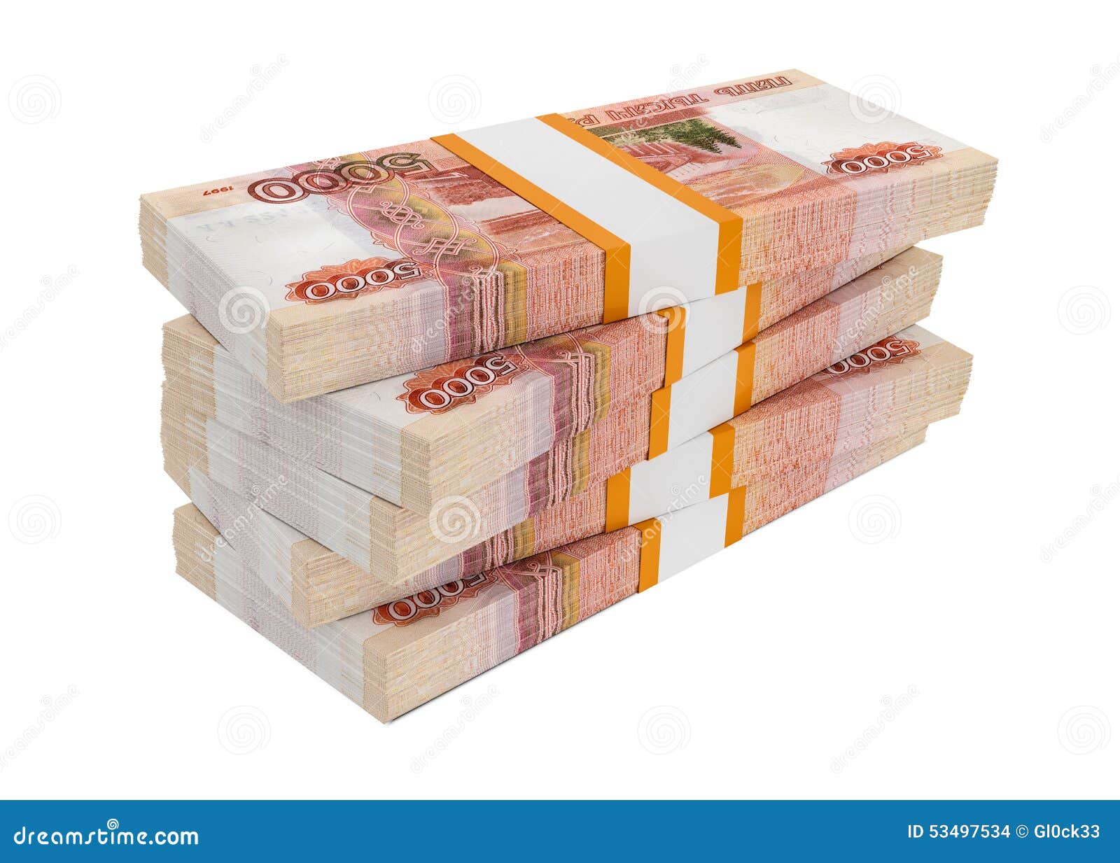 Russian Rubles Bills Packs on Stack Stock Illustration - Illustration ...