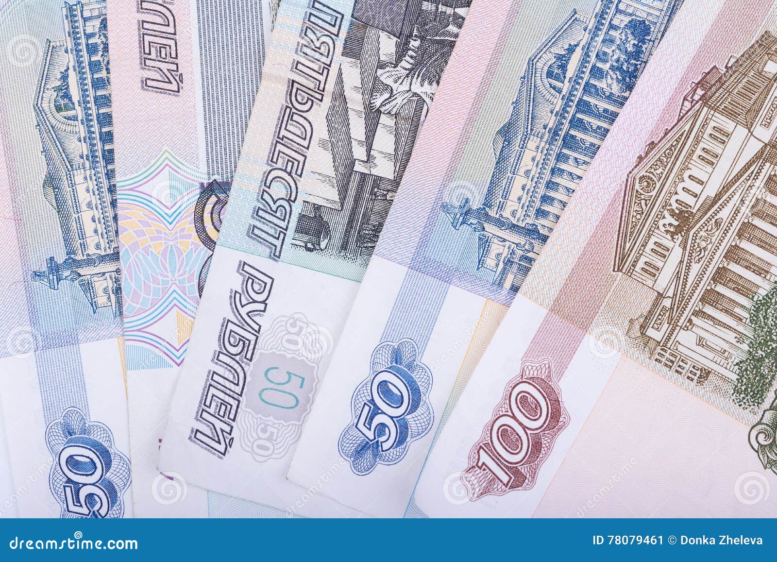 Russian Rubles Currency Banknotes for Background, Closeup View Stock ...