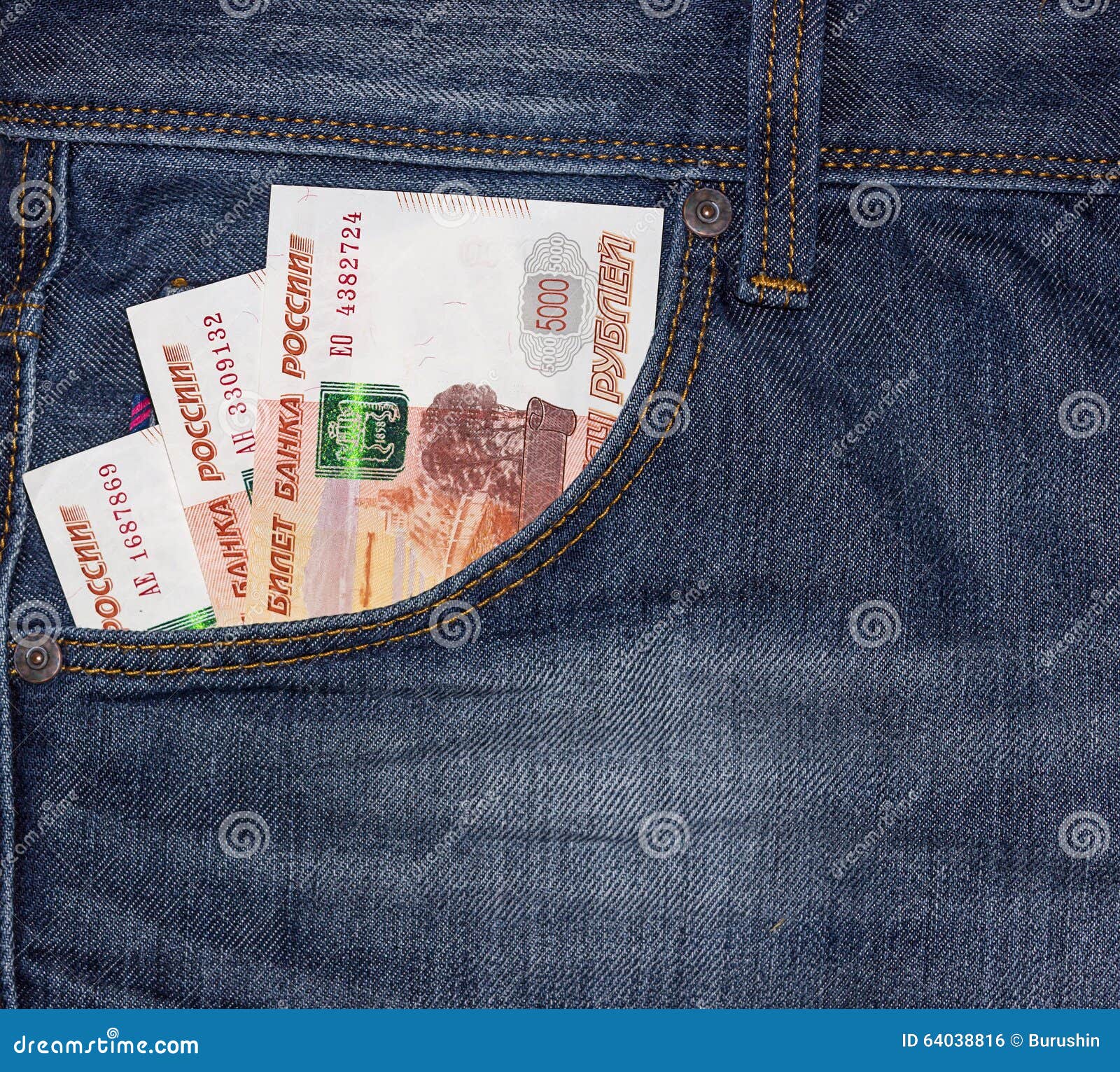 Russian Rubles in the Jeans Pocket Stock Photo - Image of profits ...