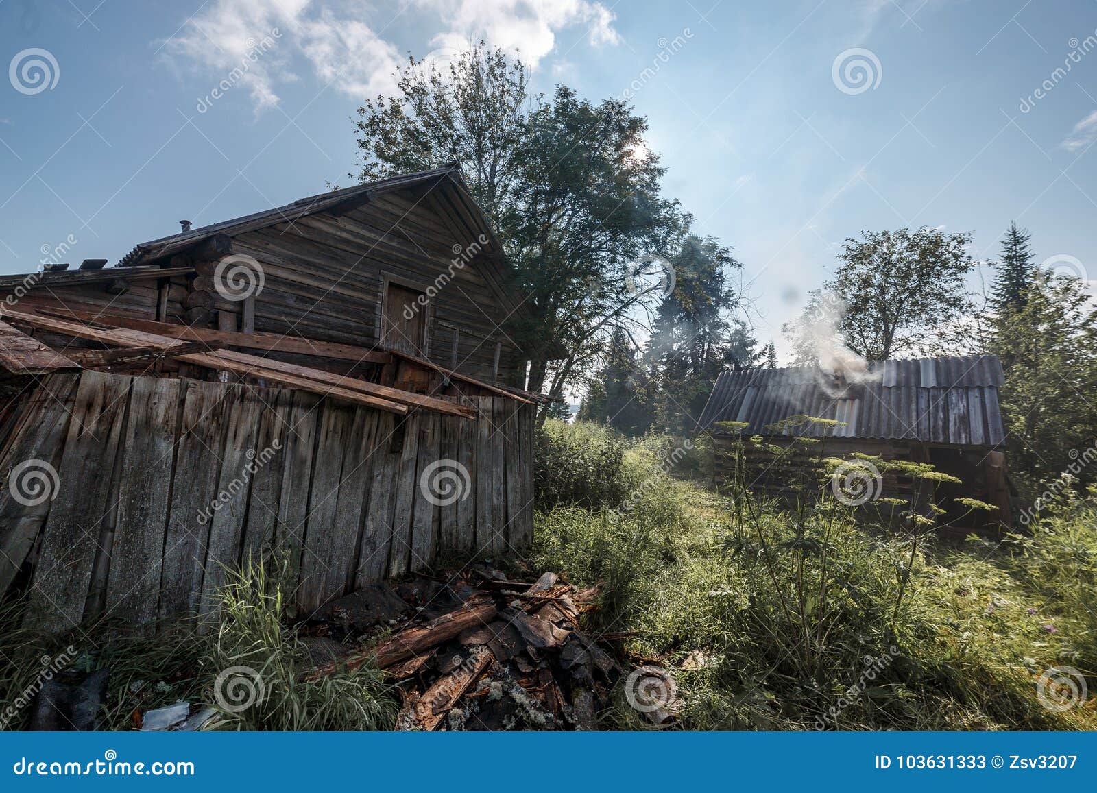 Russian Rustic Bath with Old Traditional Village House Stock Image ...