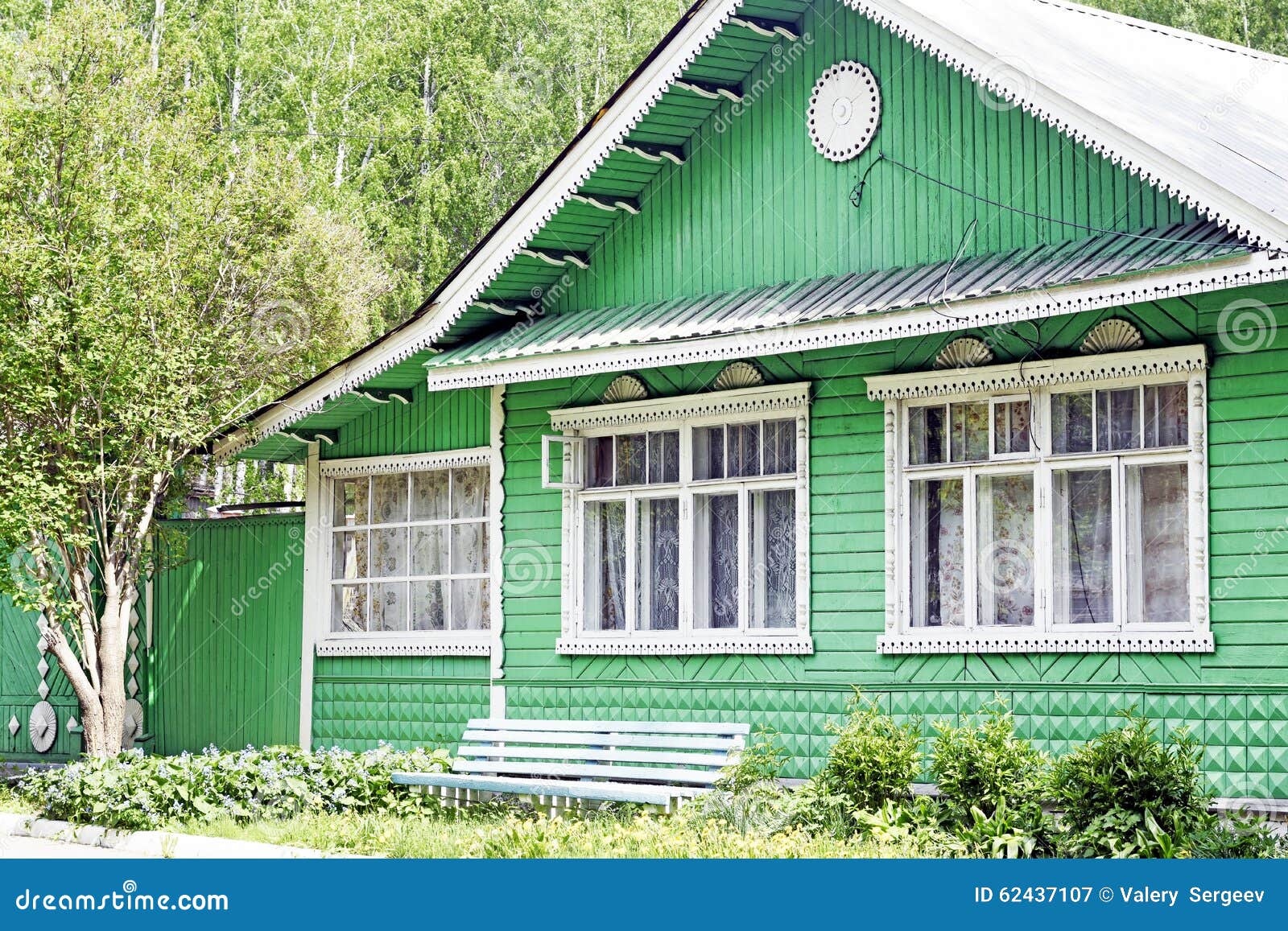 Russian Rustic Wooden House Stock Image - Image of blue, landscape ...