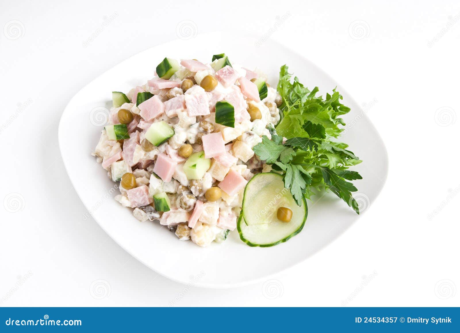 Russian salad olivie stock image. Image of fork, mixed - 24534357