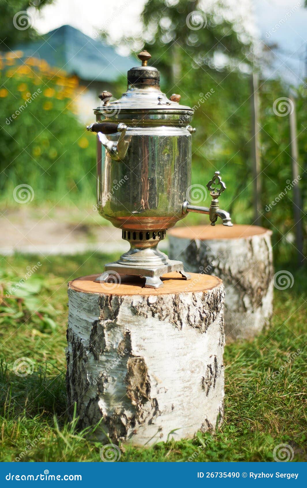 Russian samovar stock photo. Image of cran, birch, water - 26735490