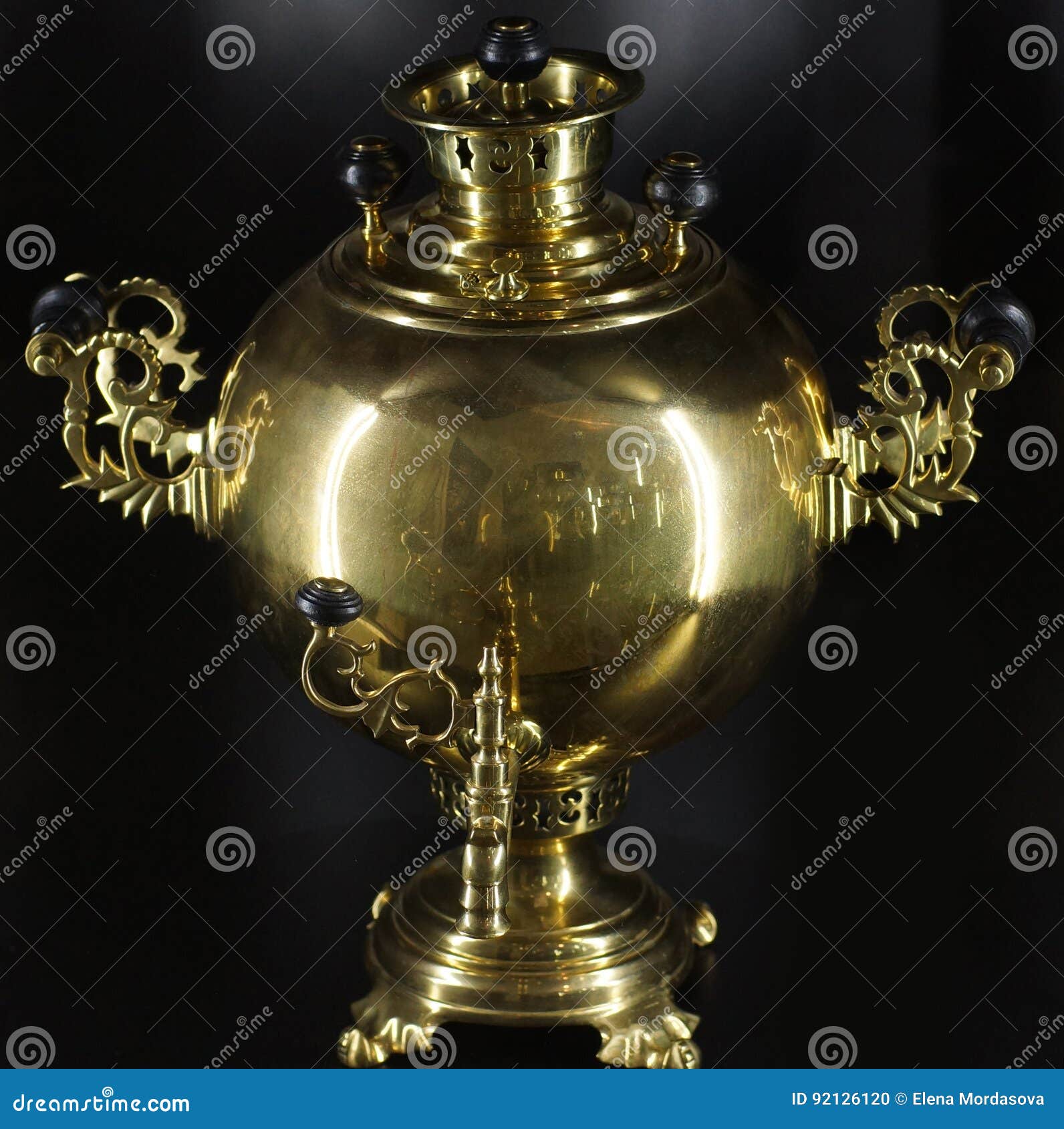 Russian Samovar, Device for Water Heating, Gold and Polished, Gloss and ...