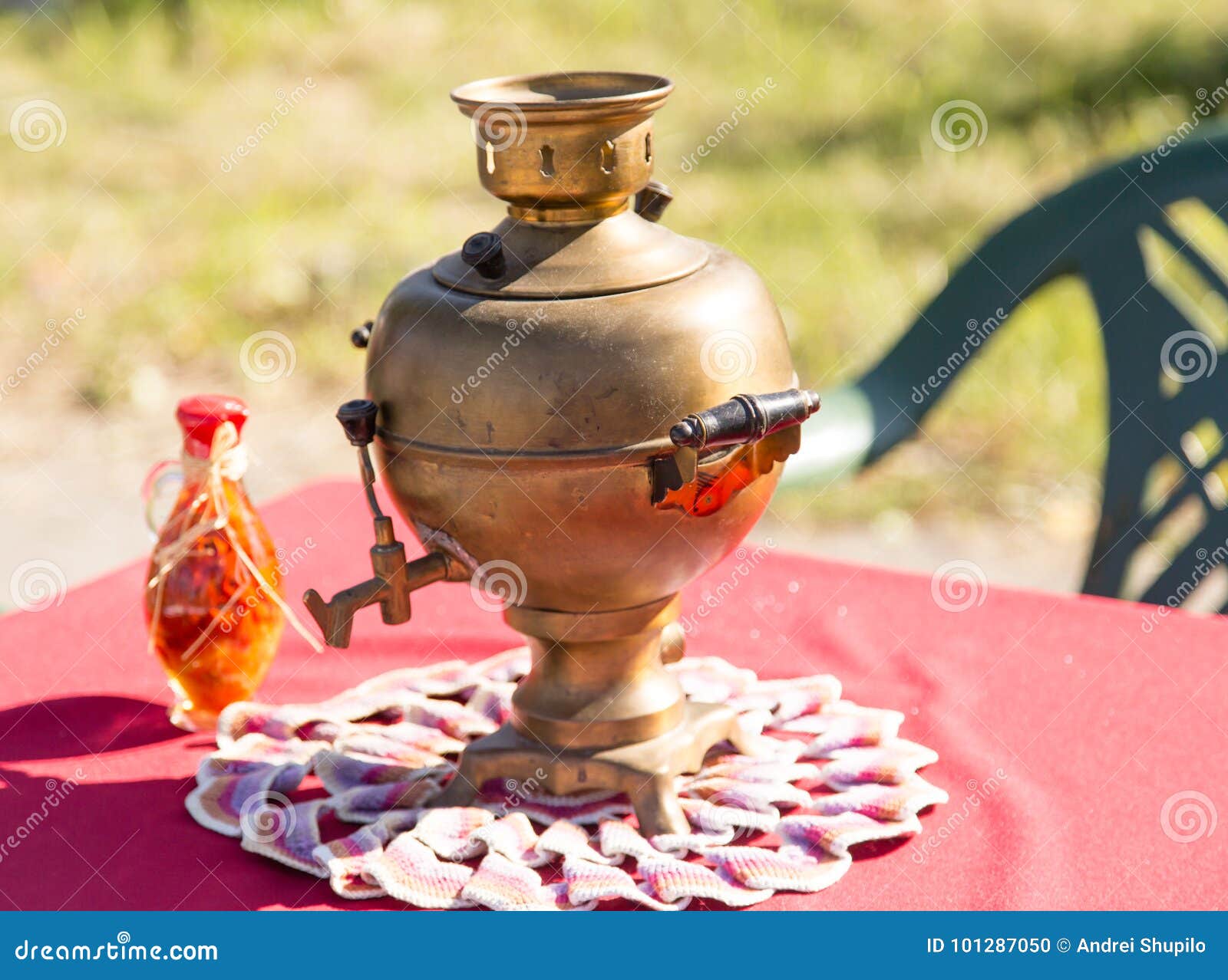 Russian samovar on a table stock photo. Image of russian - 101287050