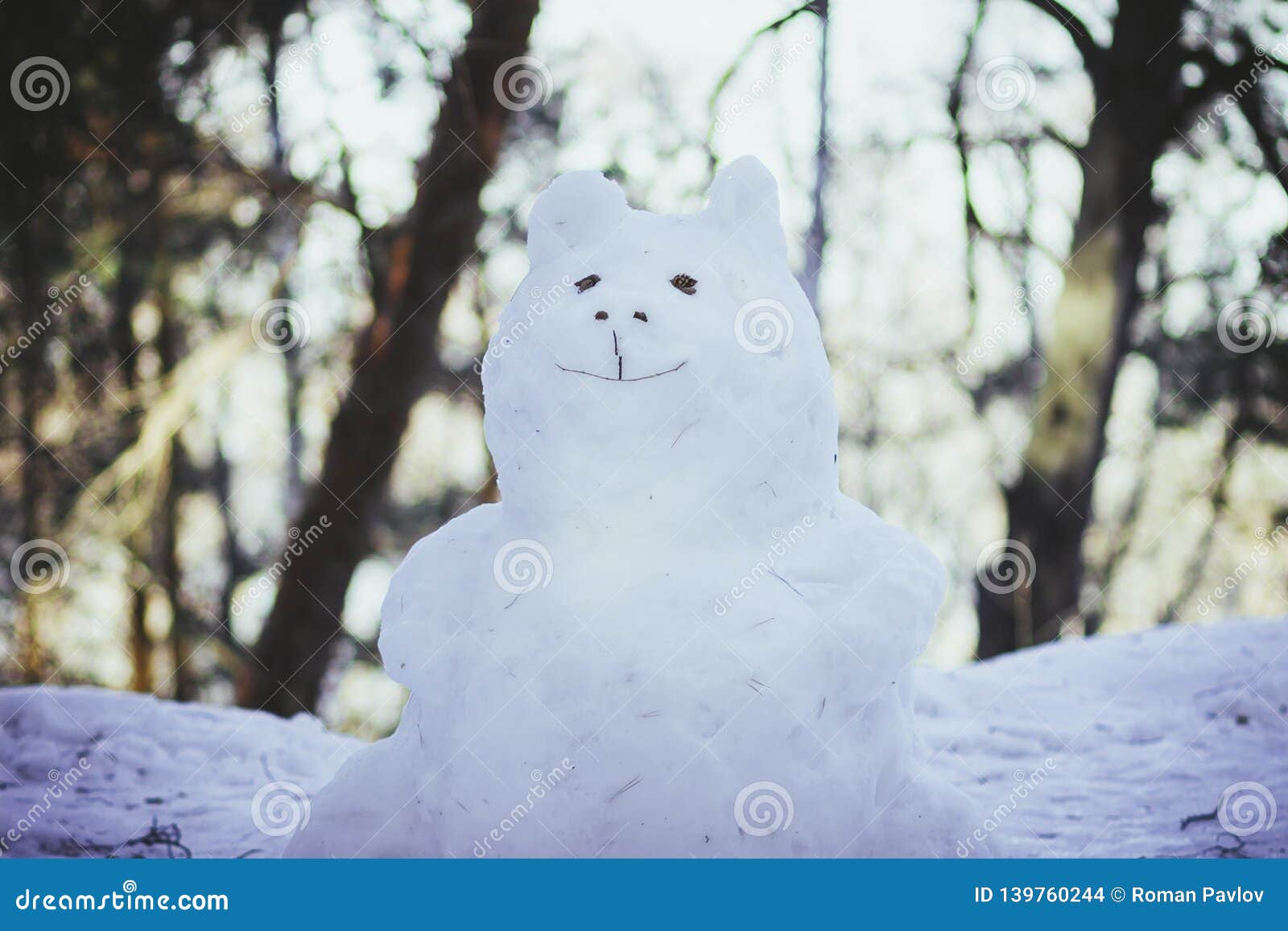 Russian Snowman in Winter in the Forest Stock Photo - Image of nature ...