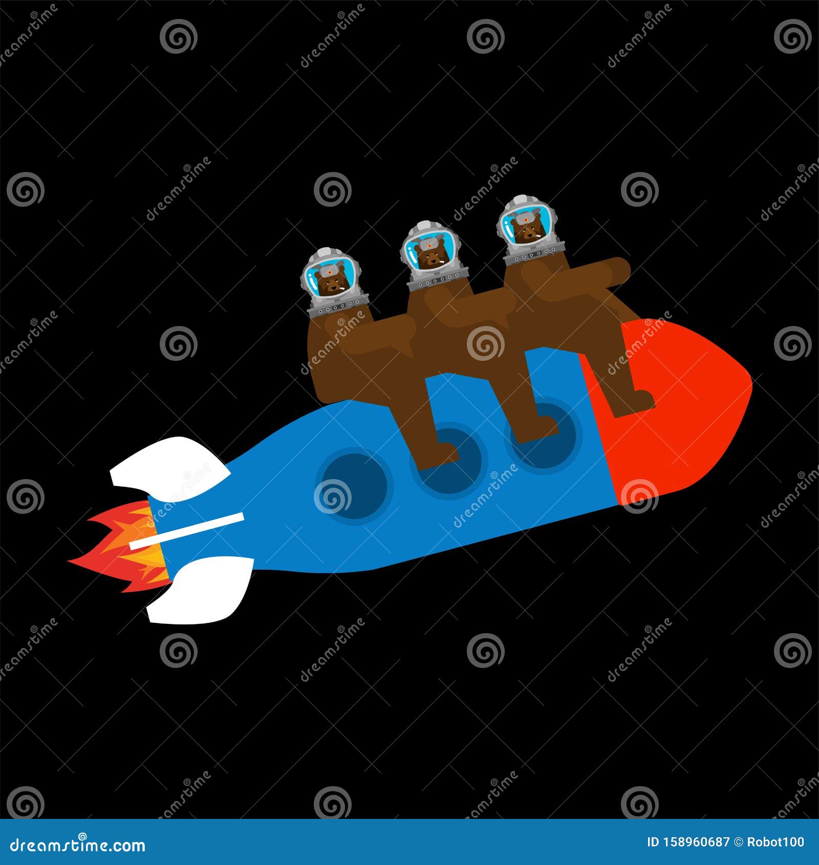 Russian Space Rocket. Astronaut Bear Stock Vector - Illustration of ...