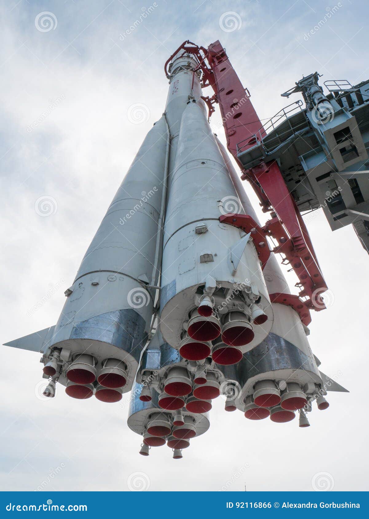 Russian Space Rocket Monument from Below Stock Photo - Image of blue ...