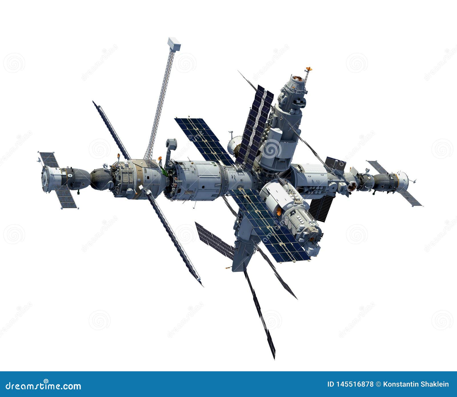 Russian Space Station Isolated on White Background Stock Illustration ...