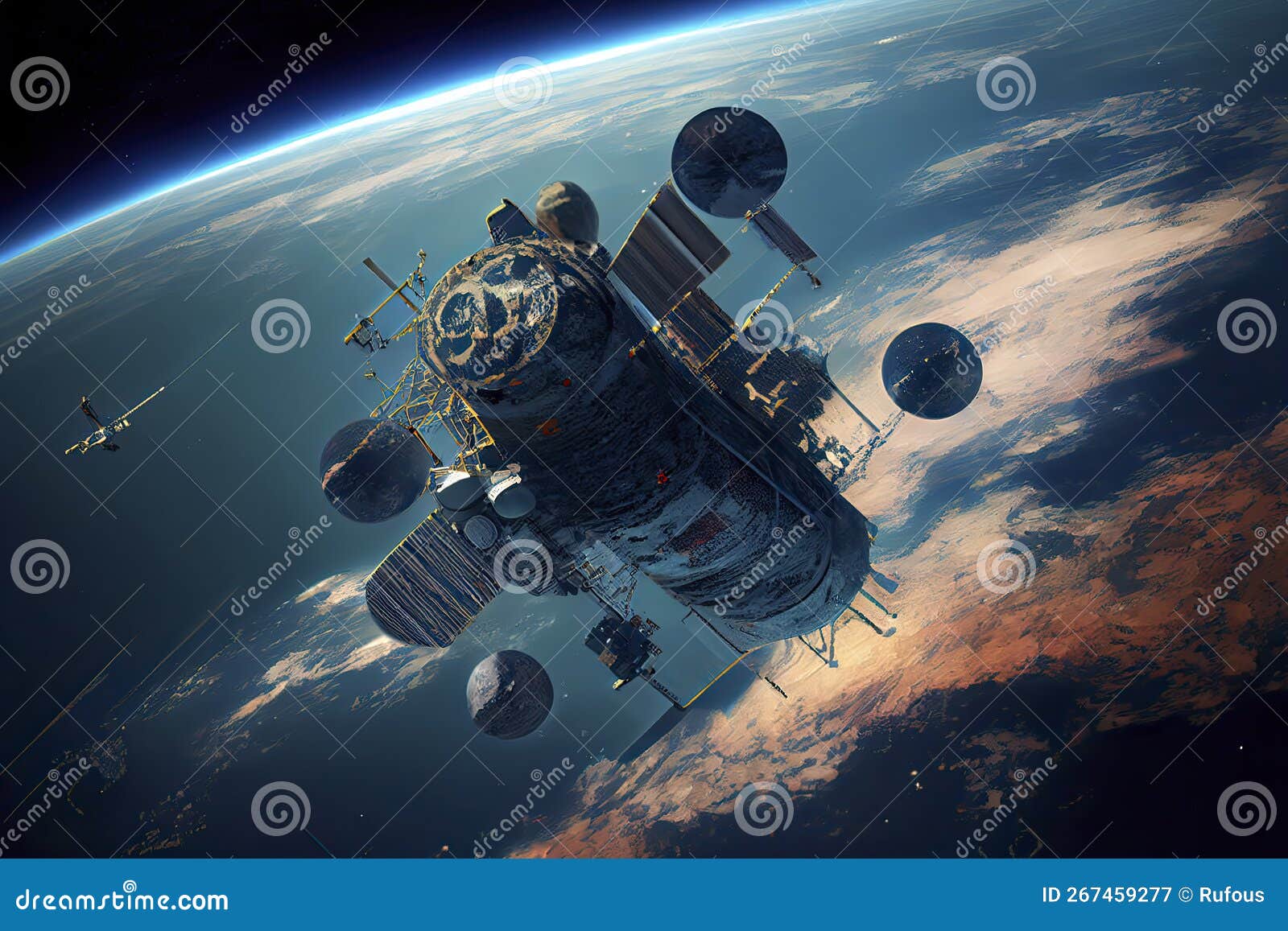 Russian Spacecraft in Earth Orbit. the View from the ISS Stock ...