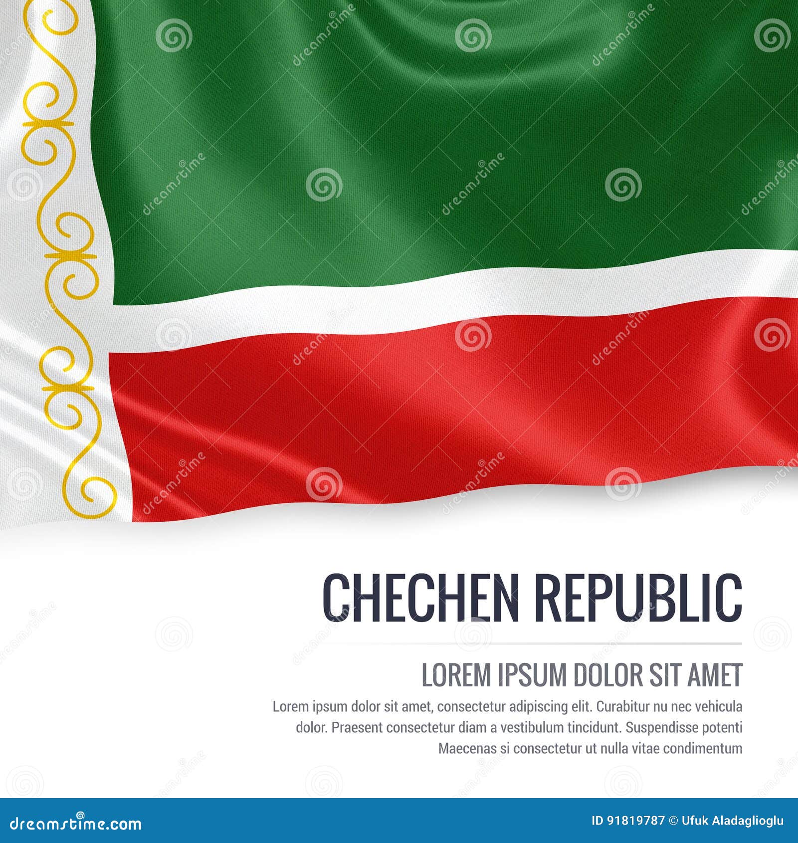 Russian State Chechen Republic Flag. Stock Illustration - Illustration ...