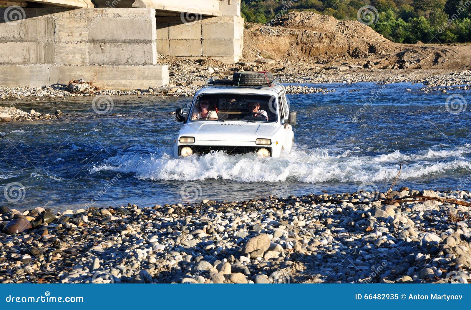 Russian SUV in river editorial image. Image of water - 66482935